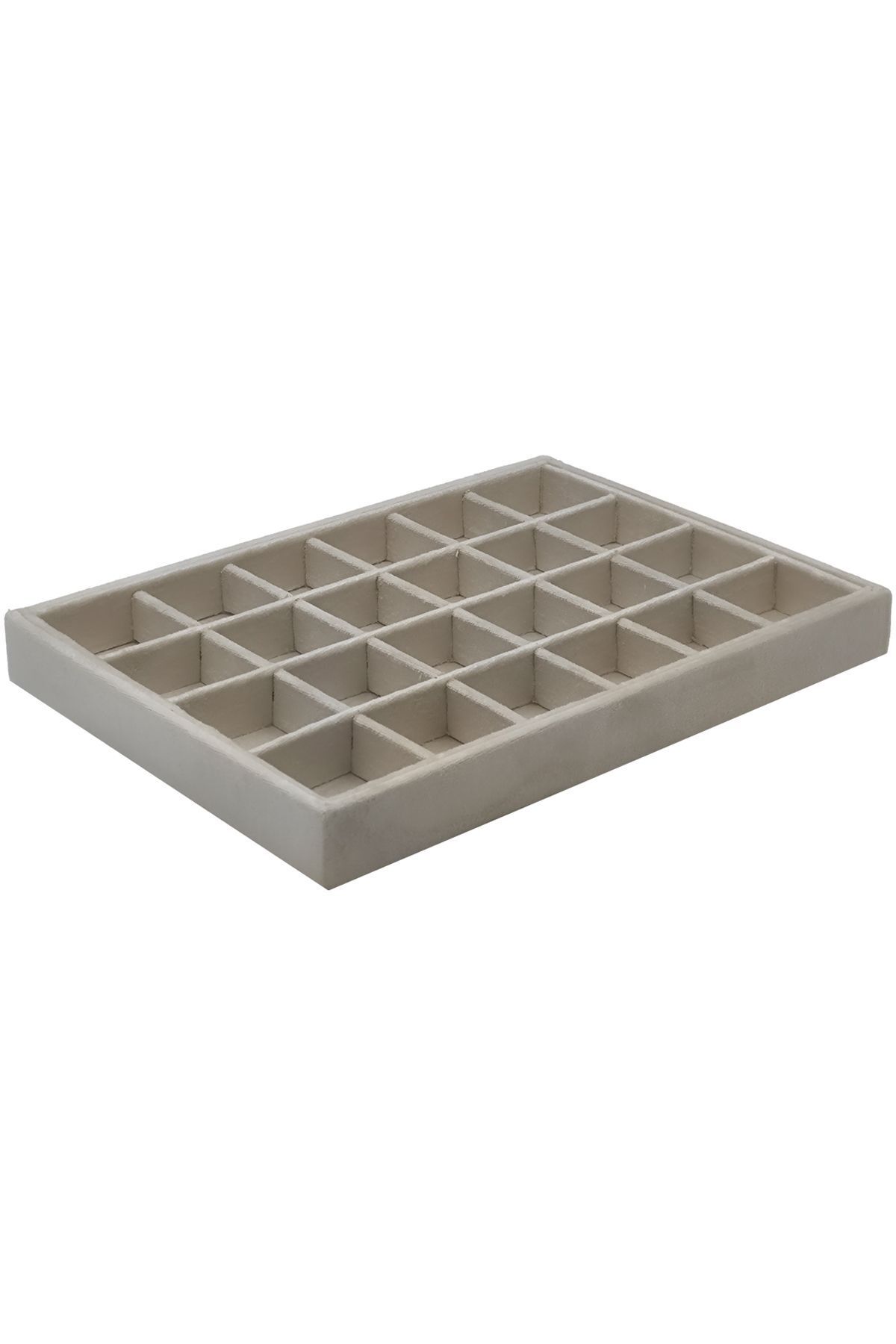 Jewelbox Süet Kumaş Krem Renk 34x24 cm 24 Bölmeli Çekmece İçi Takı ...