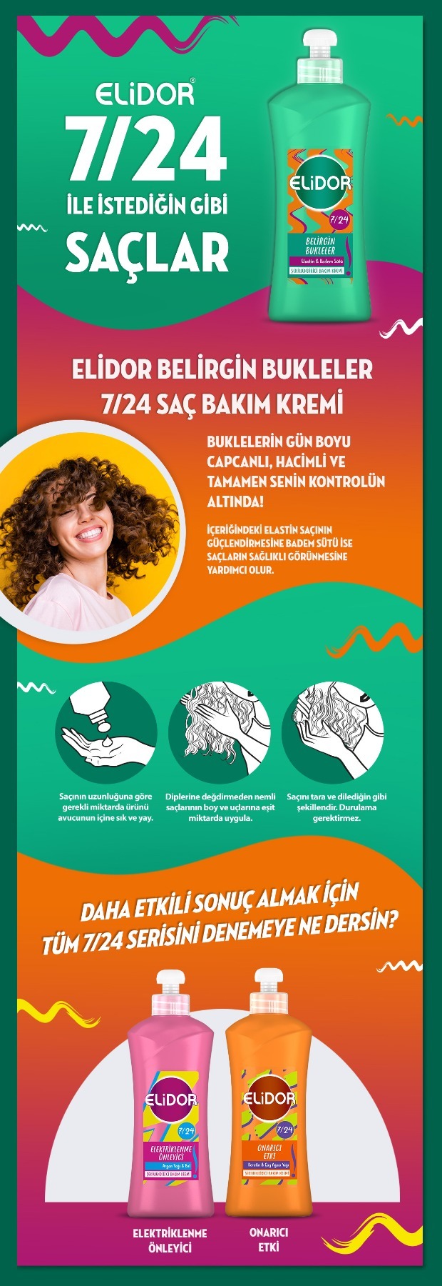 Elidor 7/24 Şekillendirici Saç Bakım Kremi Belirgin Bukleler Dalgalı Ve ...