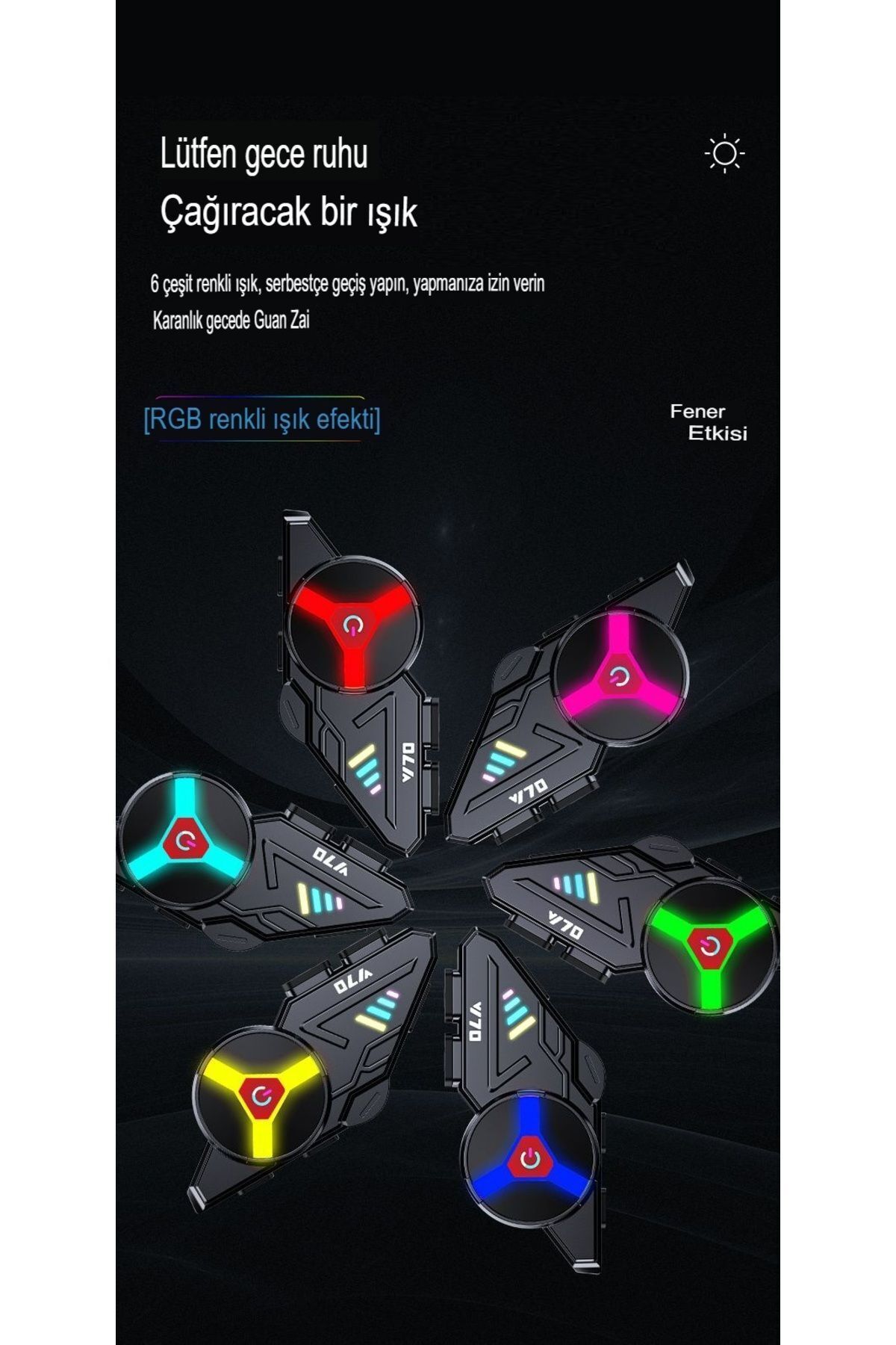 EN SİGA Tek Bağlantı Bluetooth 5.3 Motosiklet Kask Kulaklık Rgb Işık 1. ...