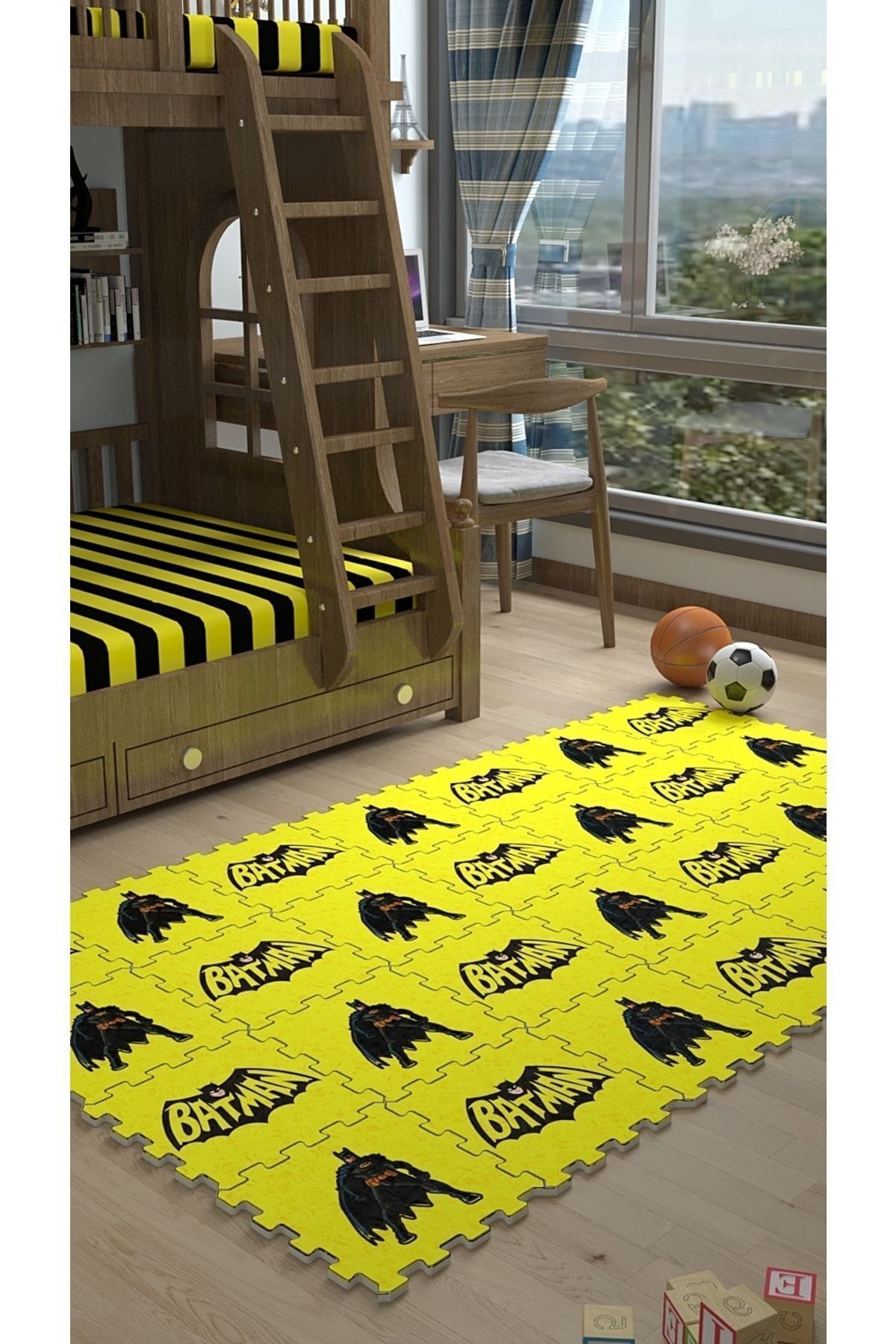 Sereniqa Batman Sarı Yıkanabilir Çocuk Odası Sı Thc8 | Yapboz Halı ...