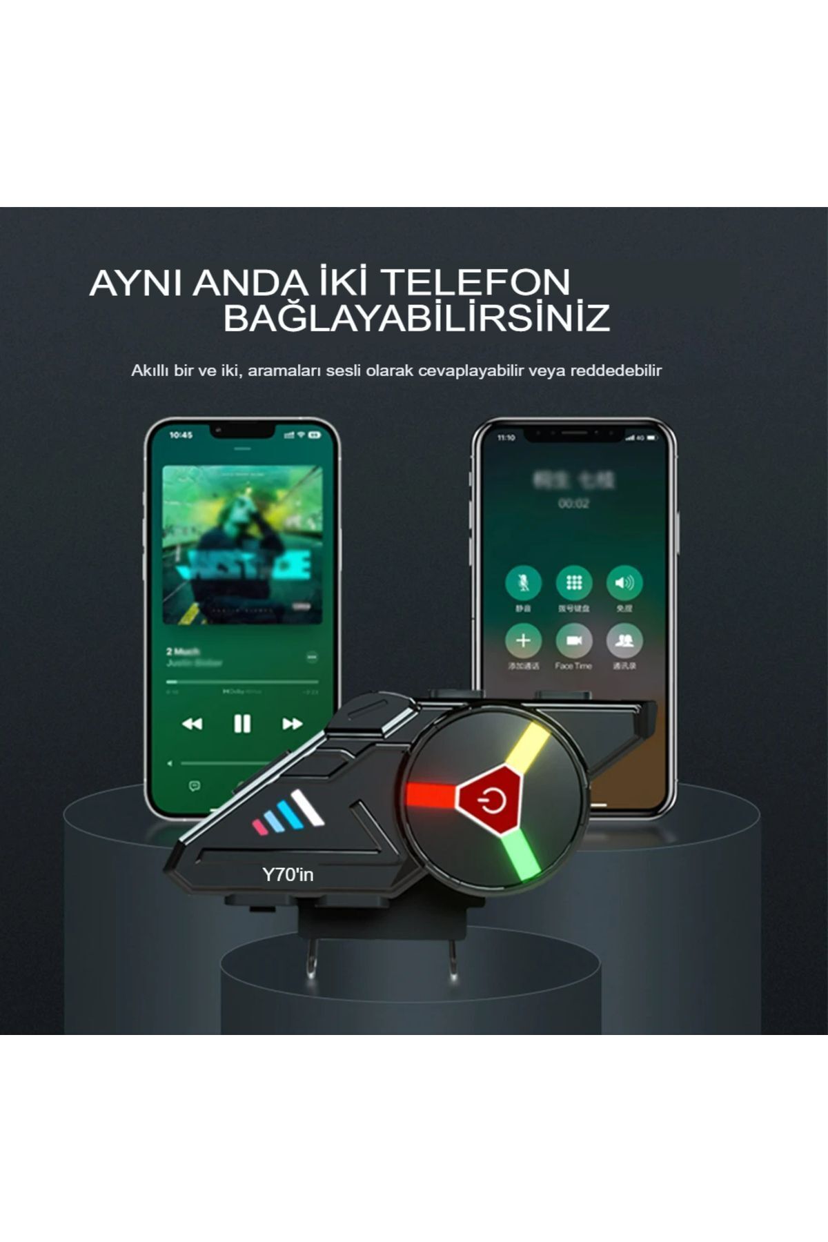 EN SİGA Tek Bağlantı Bluetooth 5.3 Motosiklet Kask Kulaklık Rgb Işık 1. ...