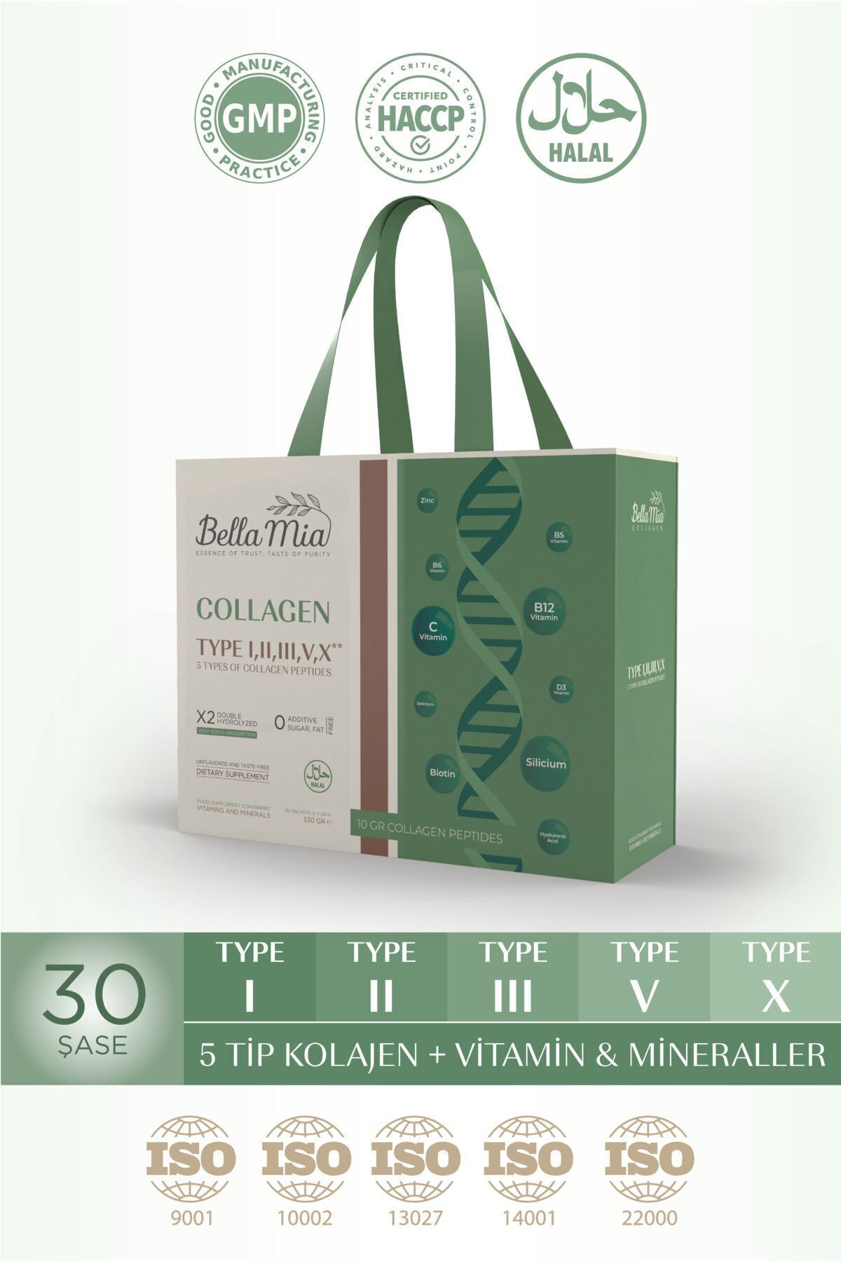 Bella Mia Collagen %100 Saf ve Doğal 5 Tip Kolajen Tip 1, Tip 2, Tip 3 ...