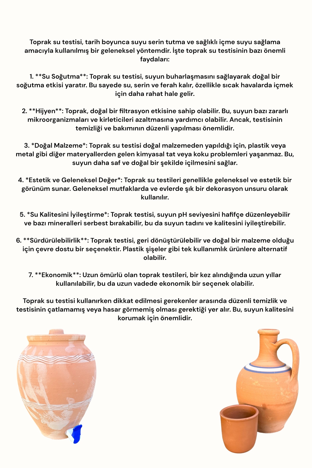 AdenArt Bardaklı Toprak Su Testisi 3 LT Fiyatı, Yorumları - Trendyol