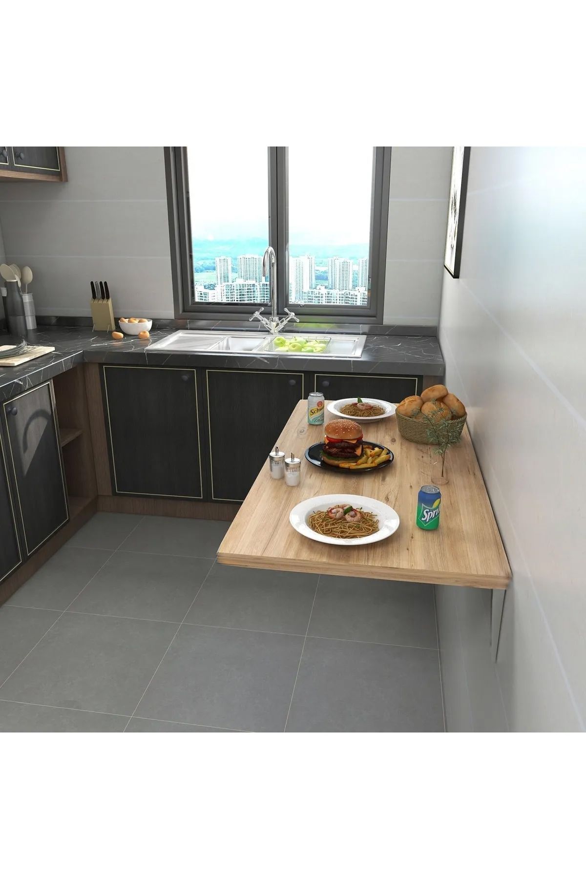 HEREVE Duvara Monte Katlanır Masa Yemek Masası Mutfak Masası Çalışma ...