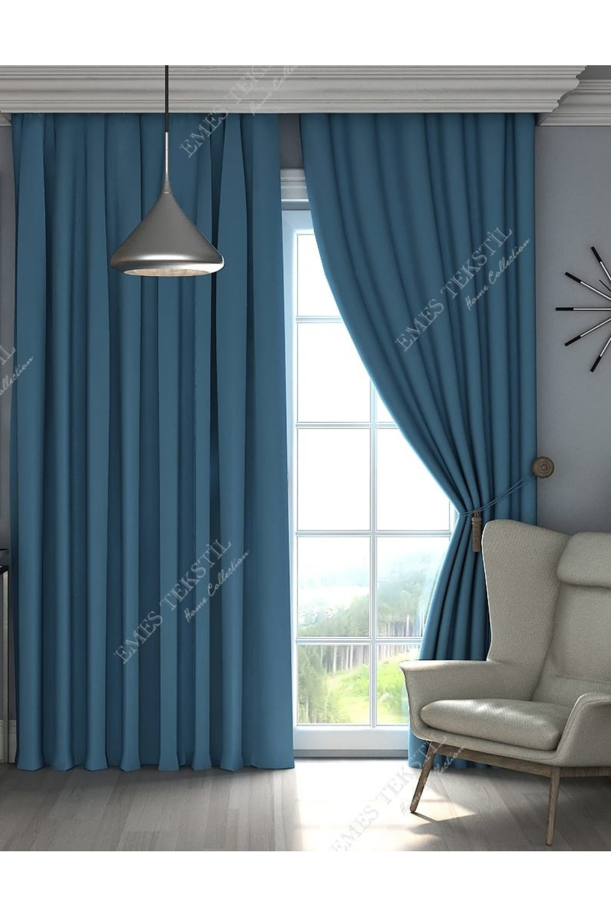 Emes Mavi Blackout, Işık Geçirmez Karartma Güneşlik, Pilesiz (Tek Kanat ...