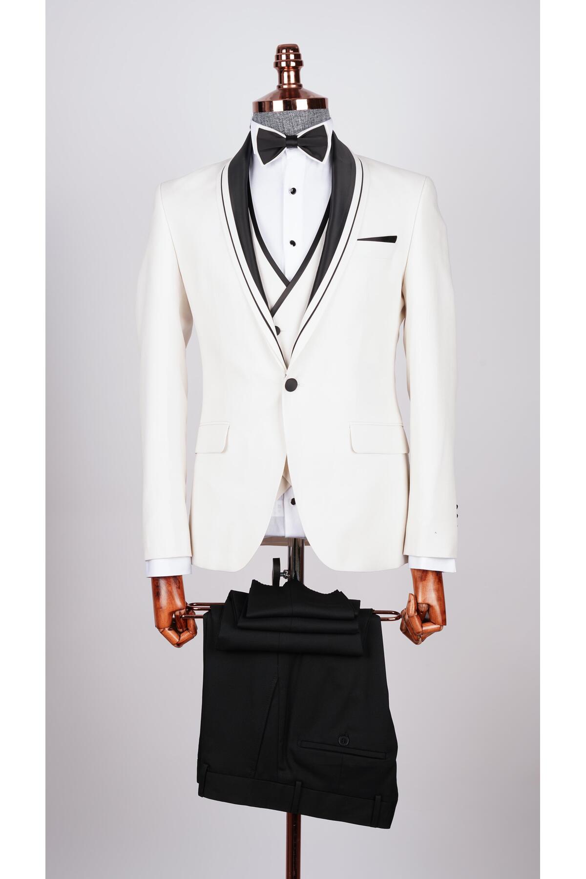 echol Erkek Beyaz Şal Yaka Damatlık Smokin Takım Elbise Fiyatı ...