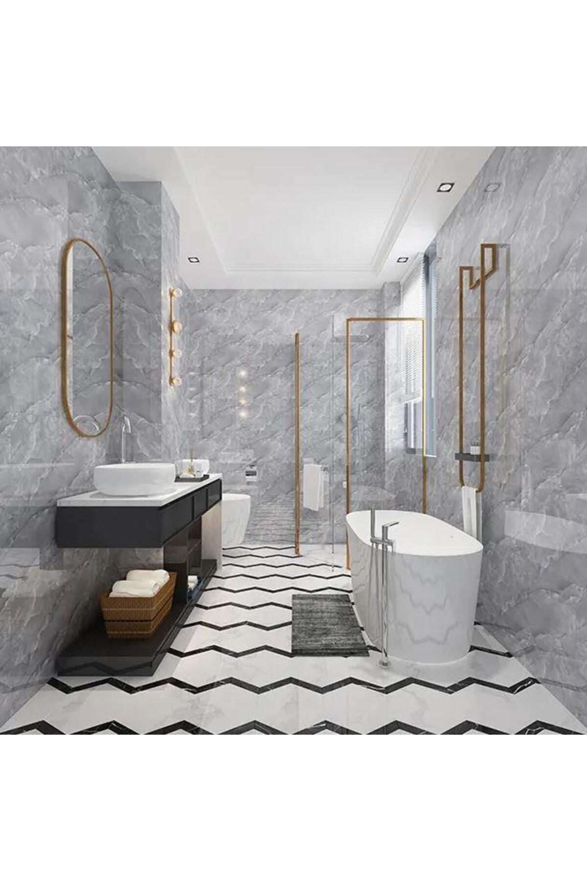 Renkli Duvarlar 60x30cm Koyu Gri Mermer Desen Yapışkanlı Karavan ...