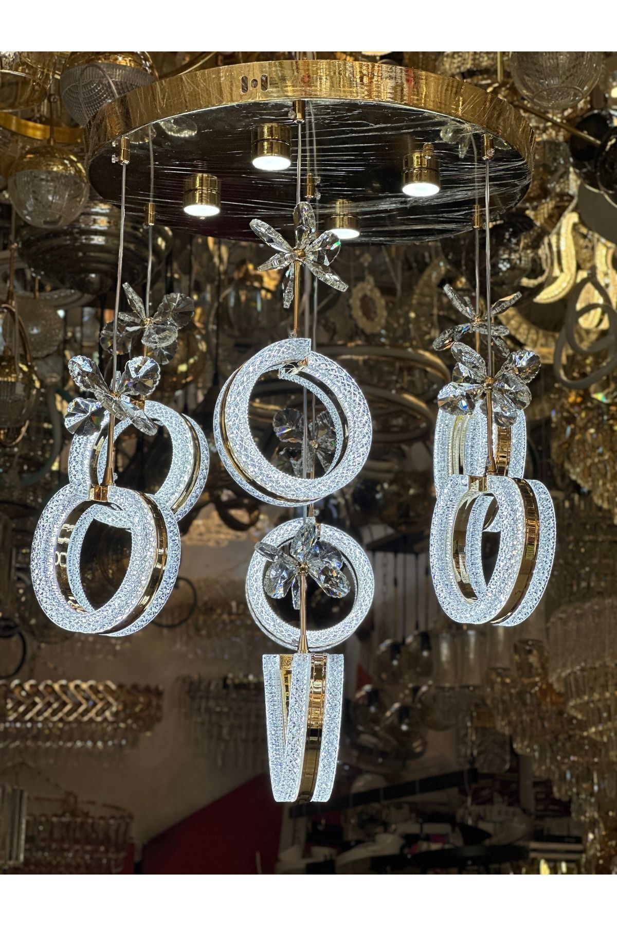 ASLİ AYDINLATMA 2024 MODEL LEDLİ 7Lİ SARKIT AVİZE 3 RENK SEÇENEĞİ ...