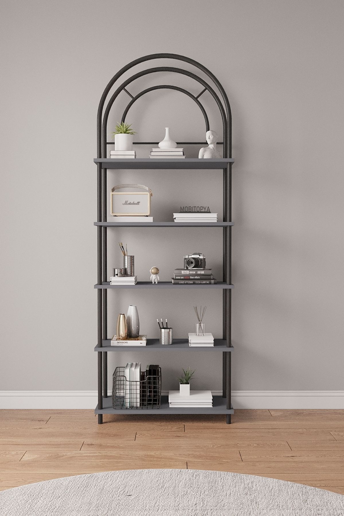 Mobitopya Çevir Kur Bohem Çok Amaçlı Raf Dolap Antrasit 199*71*29 Cm ...