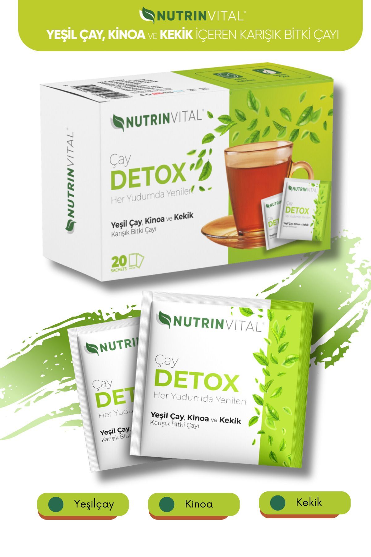 NUTRINVITAL Detox ve Kinoa Çayı - Bitkisel Diyet Çayı, Kilo Verme ...