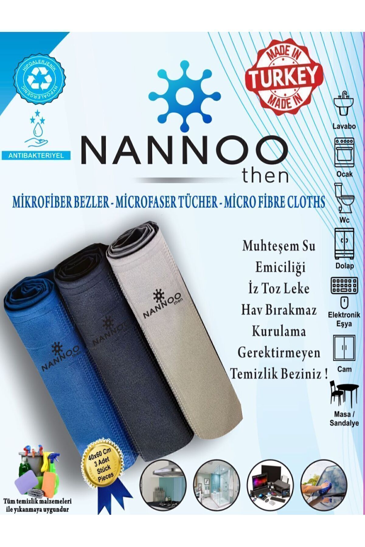 nannoo then Mikrofiber Temizlik Bezi 3 Adet 40x60 CmFiyatı, Yorumları ...