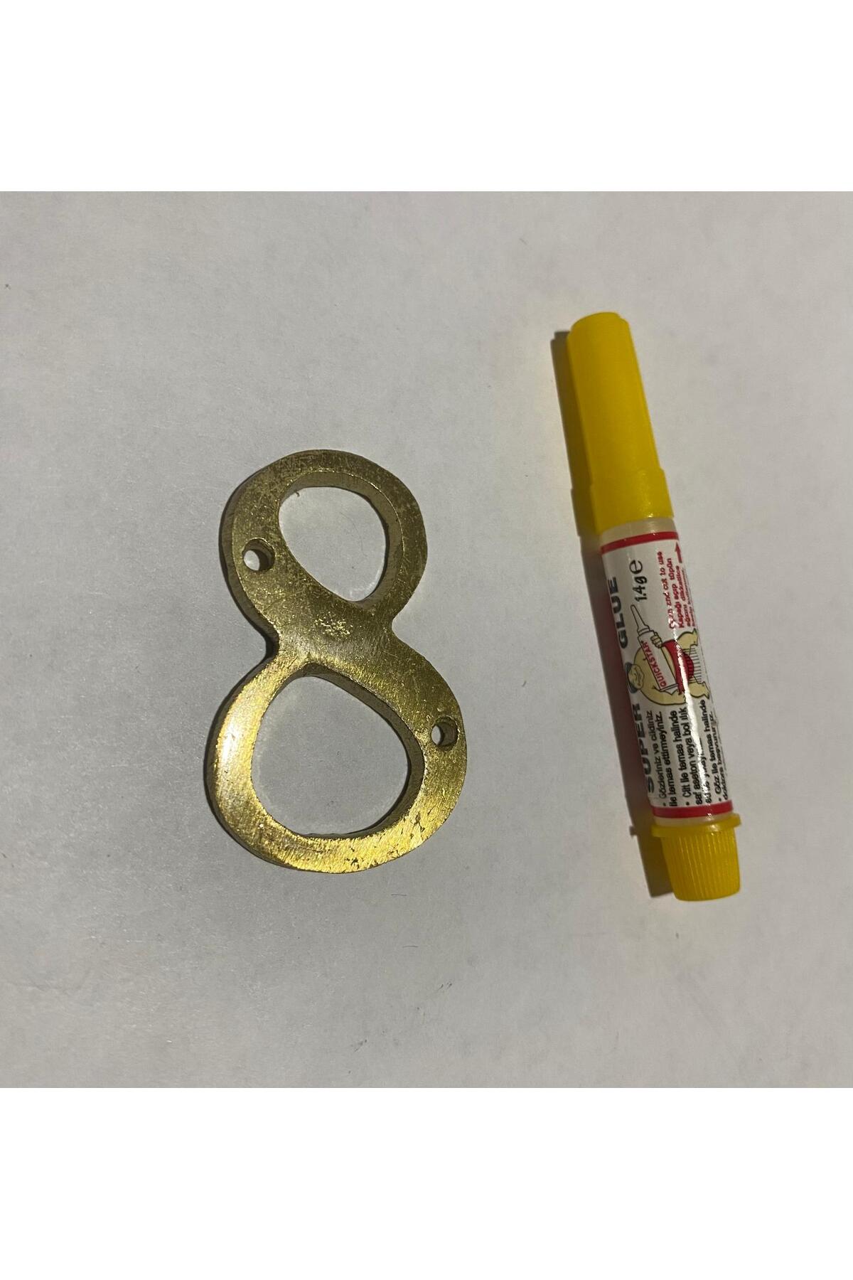 Sgs KAPI NUMARASI SARI PRİNÇ MAT NO:8 YAPIŞTIRICI HEDİYE UZUNLUK: 4cm ...