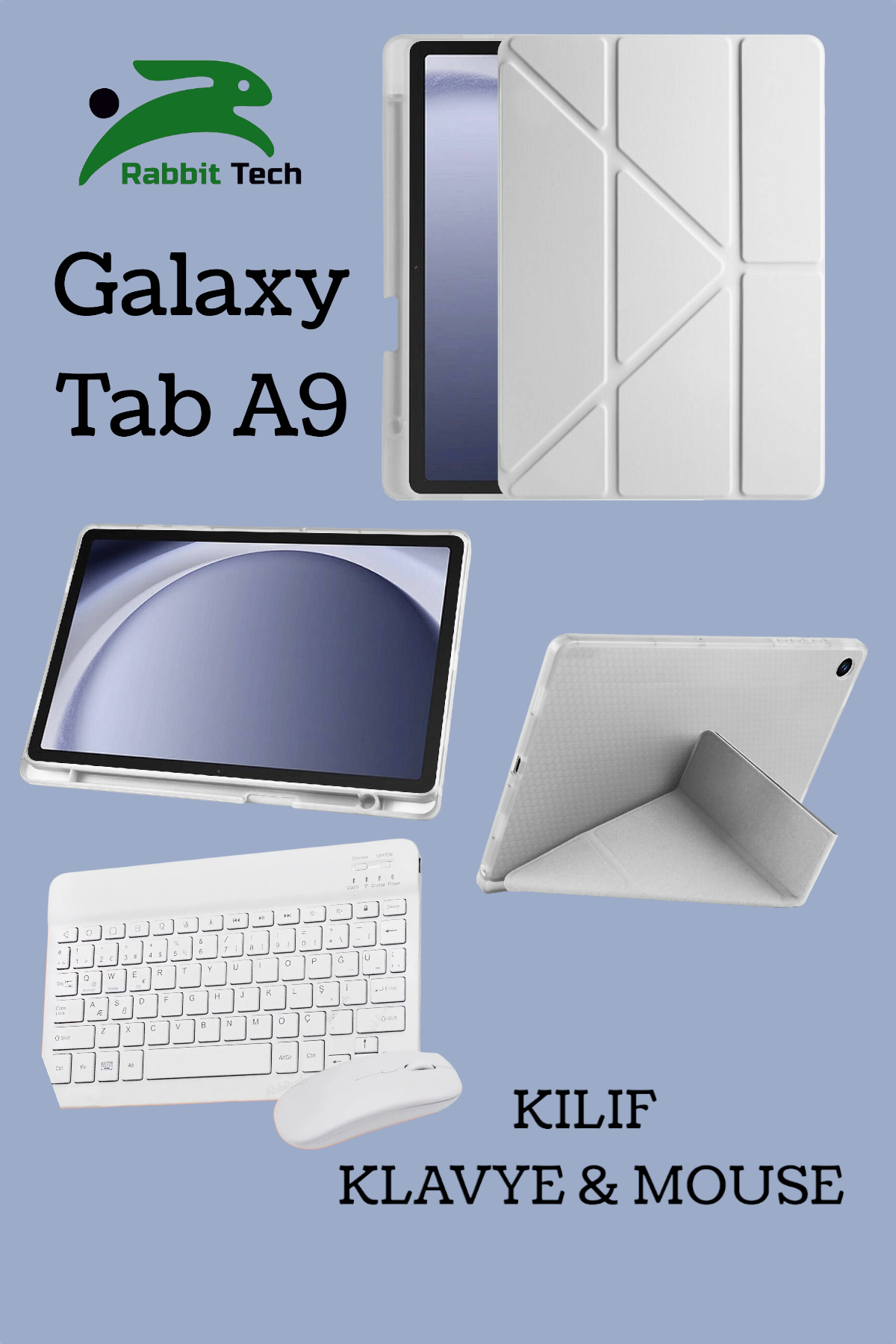 RabbitTech Galaxy Tab A9 8.7 Uyumlu Standlı Tablet Kılıfı + Bluetooth Klavye Mouse Set - Fiyatı ...