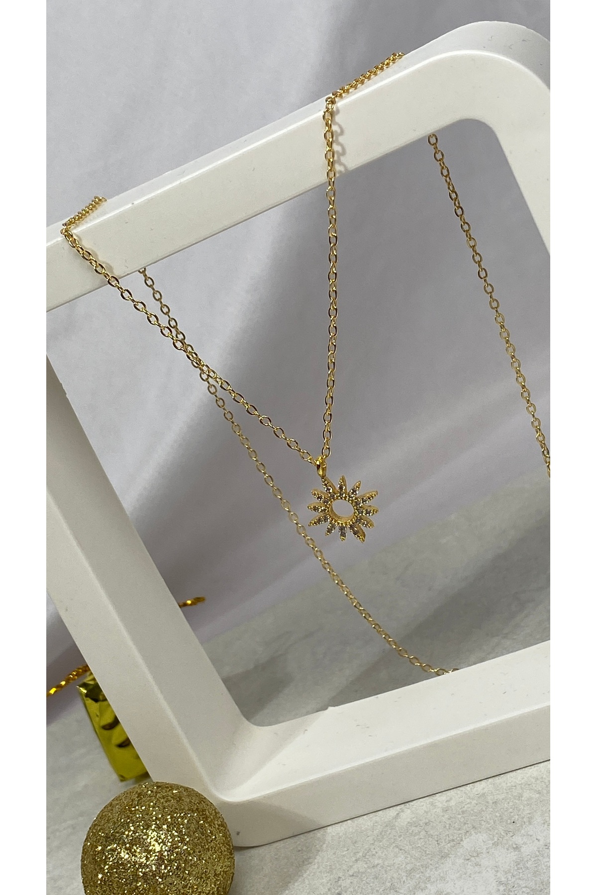 Alsem 925 Ayar Gümüş Güneş ve Kolye Gold , Güneş Motifli Gold Kolye ...