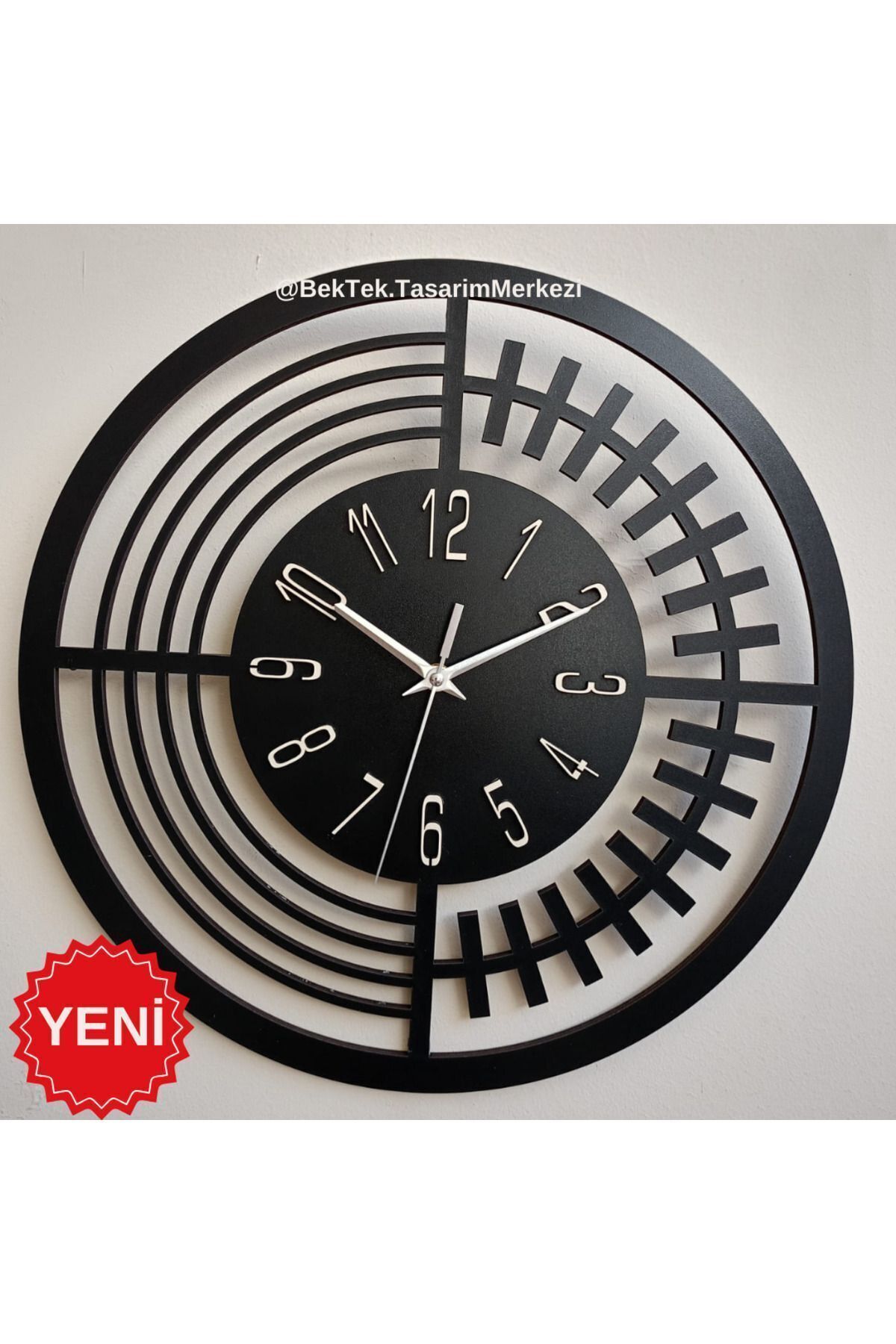 BekTek Çit Ahşap Sıyah Sessız Tarz Duvar Saatı-5 Mm Kalın Malzeme ...