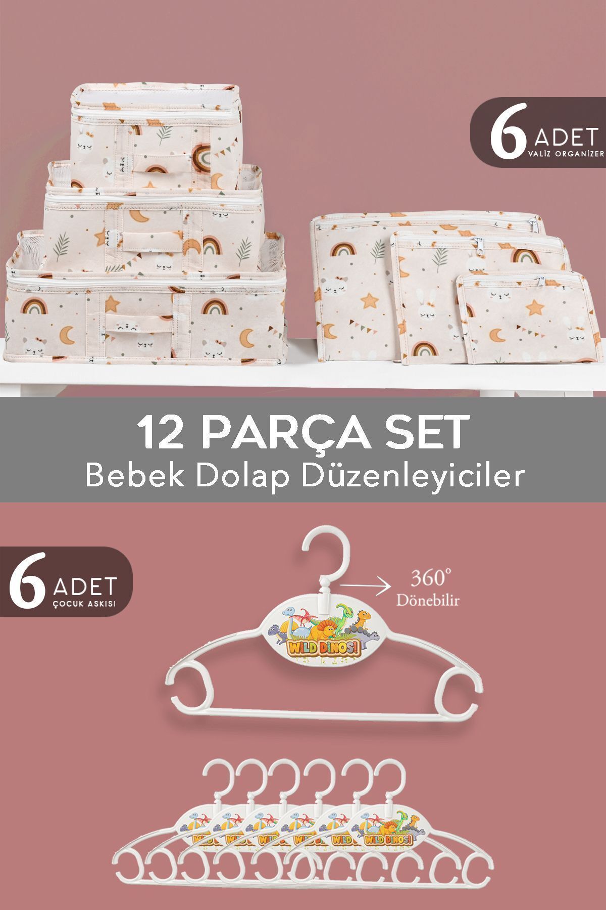 Meleni Baby 6'lı Valiz Düzenleyici Seti ve 6 Adet 360° Çocuk Askısı ...