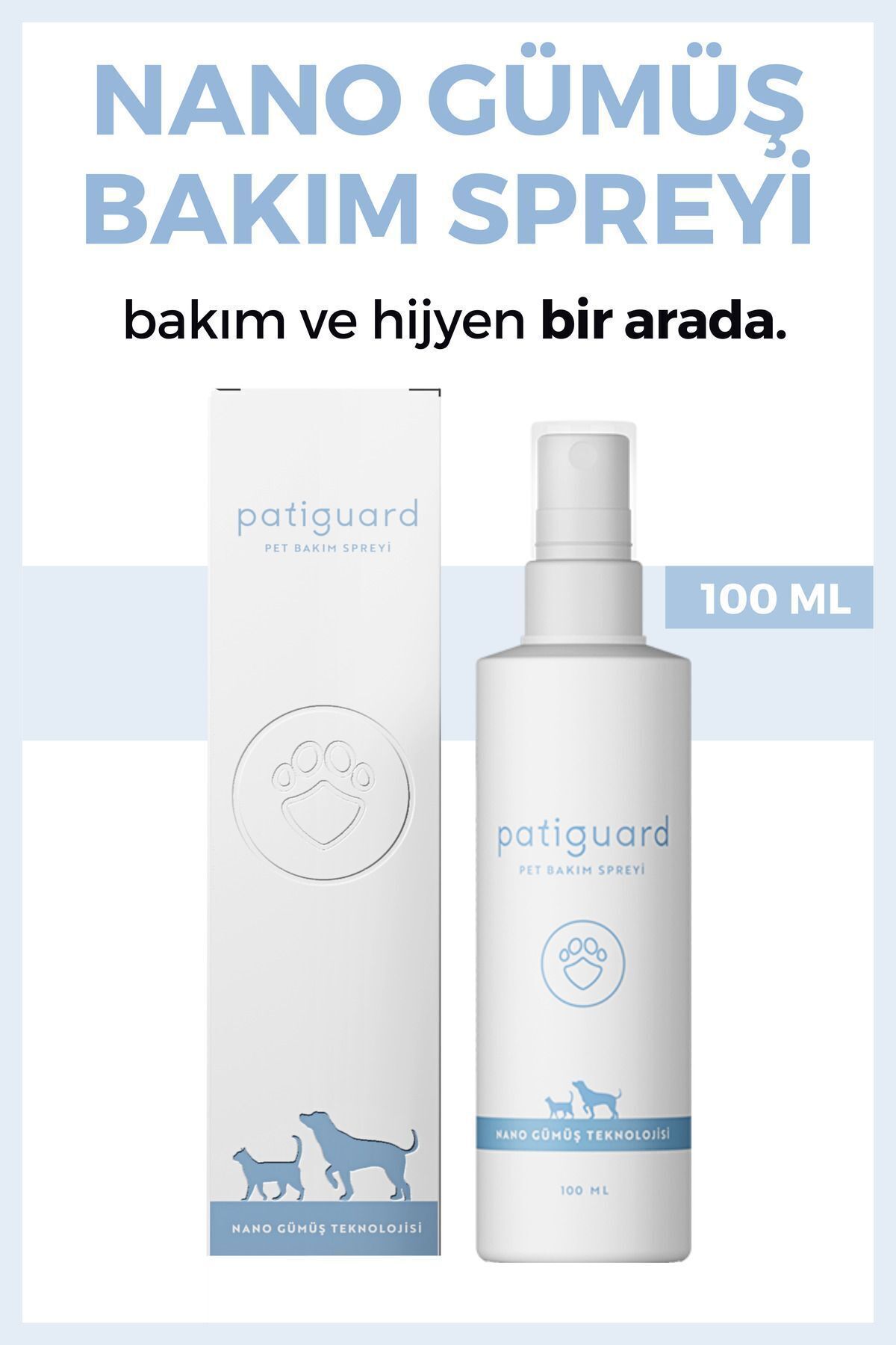 Patiguard Pet Hijyen Bakım Spreyi 100 ml Nano Gümüş Evcil Hayvan Kedi ...