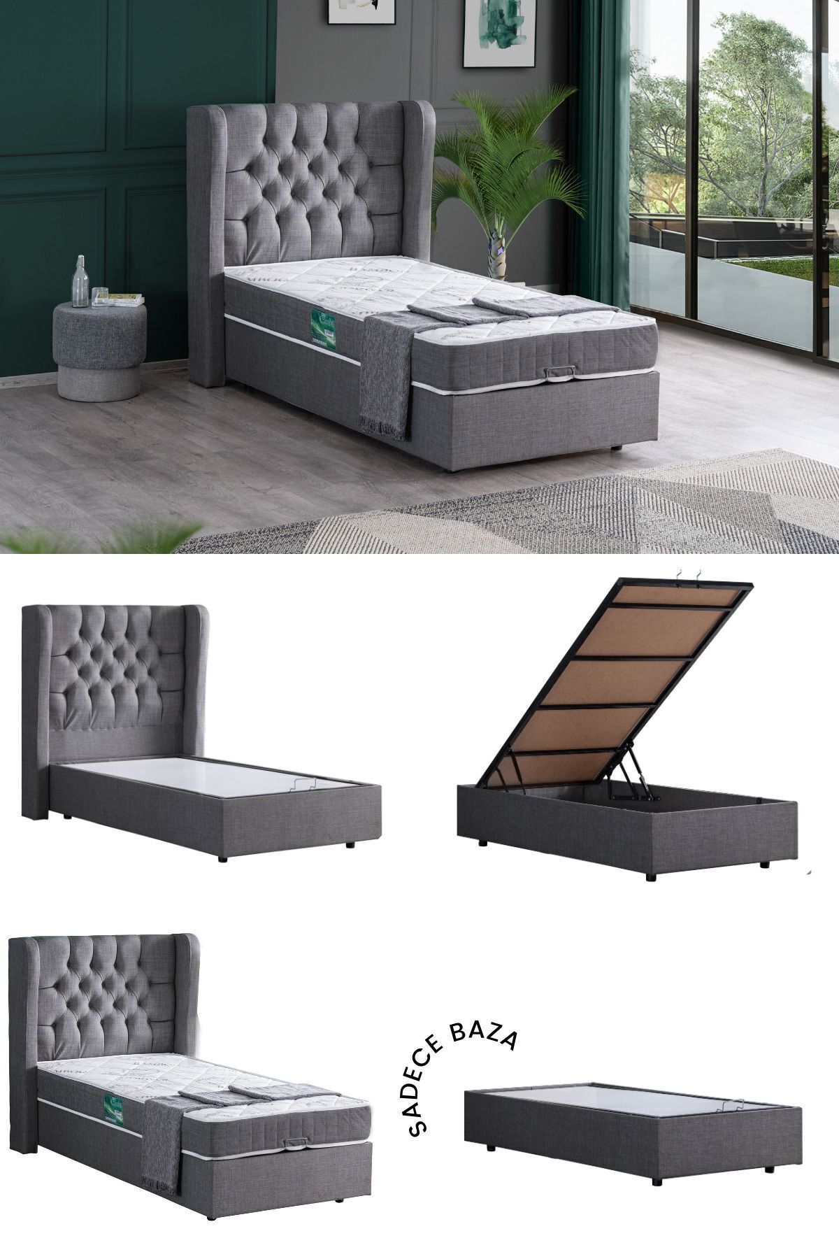 Setay Riga Tek Kişilik Mdf Baza , Gri (Başlık-Yatak Hariç) Fiyatı ...