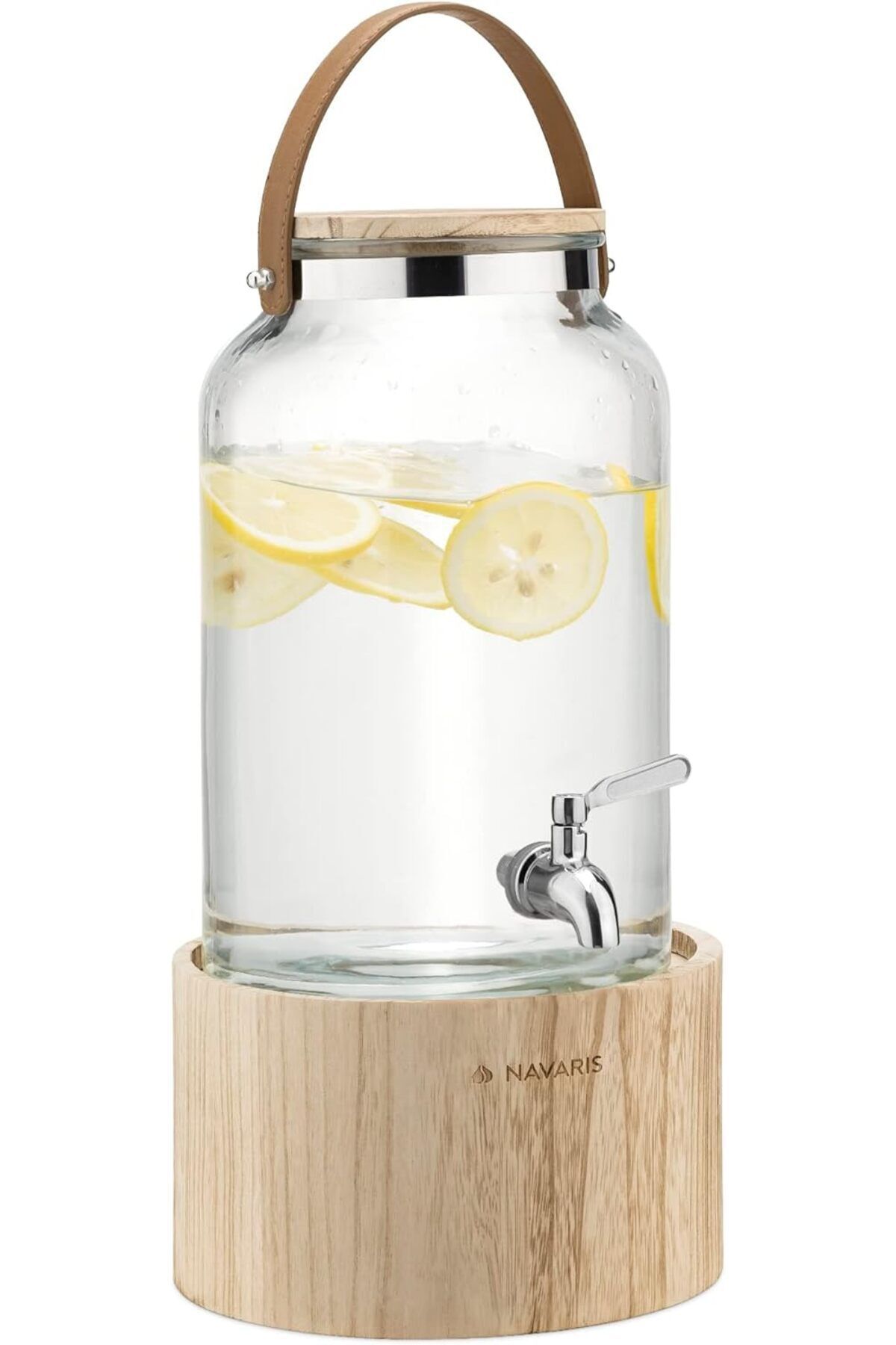 Navaris Cam İçecek Sebili: Paslanmaz Çelik Musluk, Ahşap Ayaklar, Soğuk ...