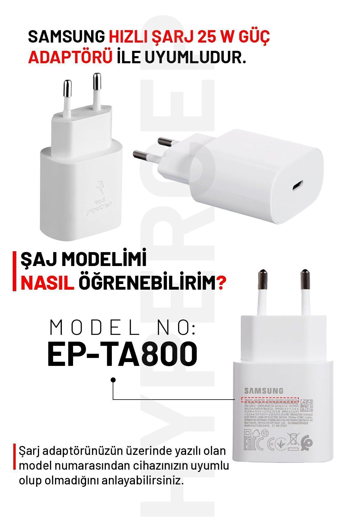 WANNA PROTECT 25W (EP-TA800) Uyumlu Şarj Başlığı Adaptörü Koruma Kablo Koruyucu 5'li Koruma ...