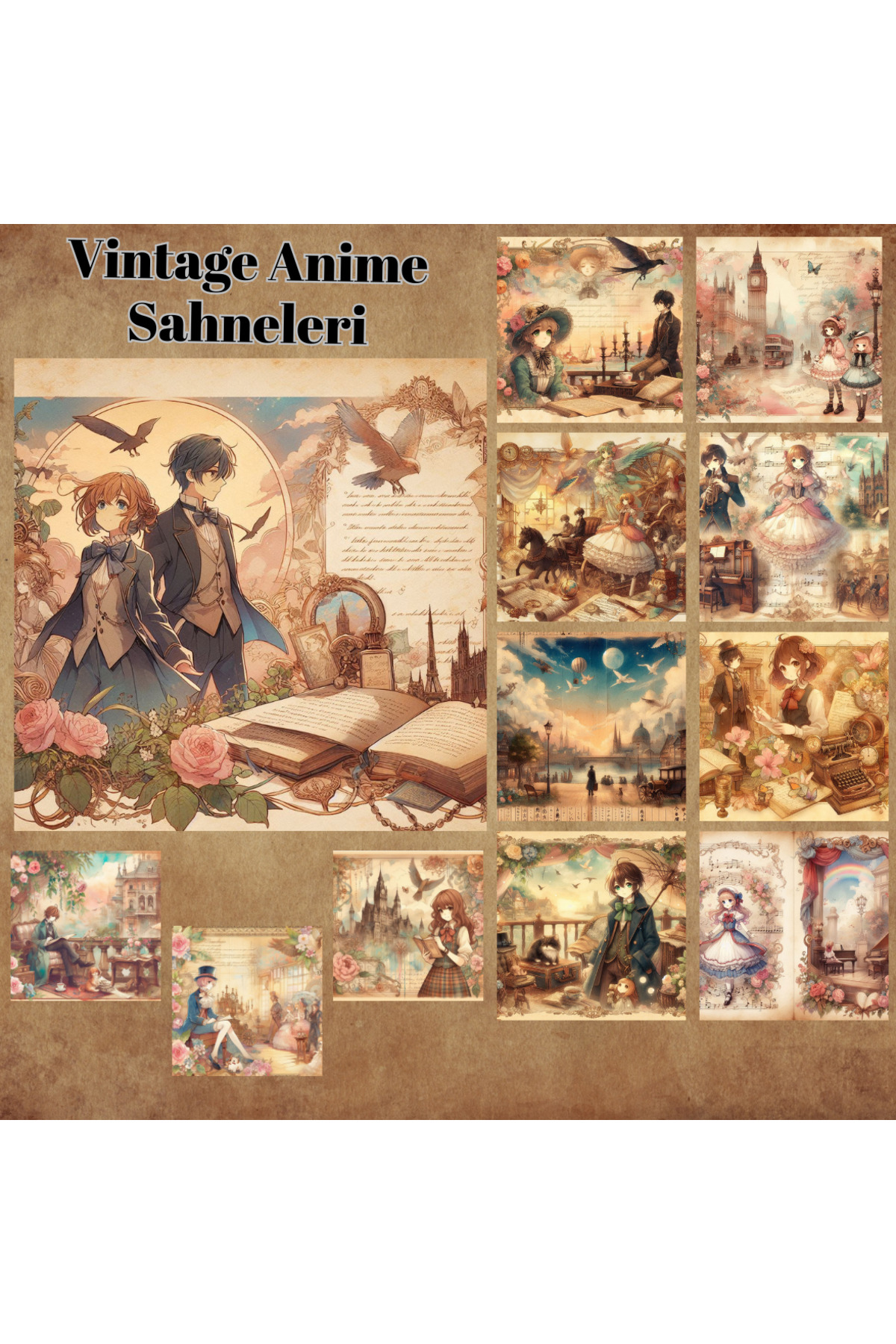 Pink Swan Craft Anime Sahneleri Vintage 12 Adet Scrapbook Bullet ...