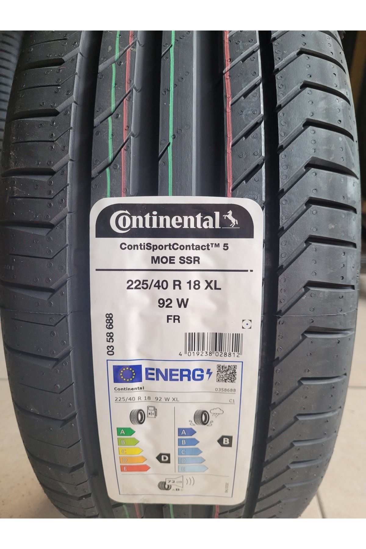 Continental 225/40r18 Sport Contact 5 Moe Ssr 92w Run Flat Set Olarak(4ADET) 2024 Üretim*Fiyatı ...
