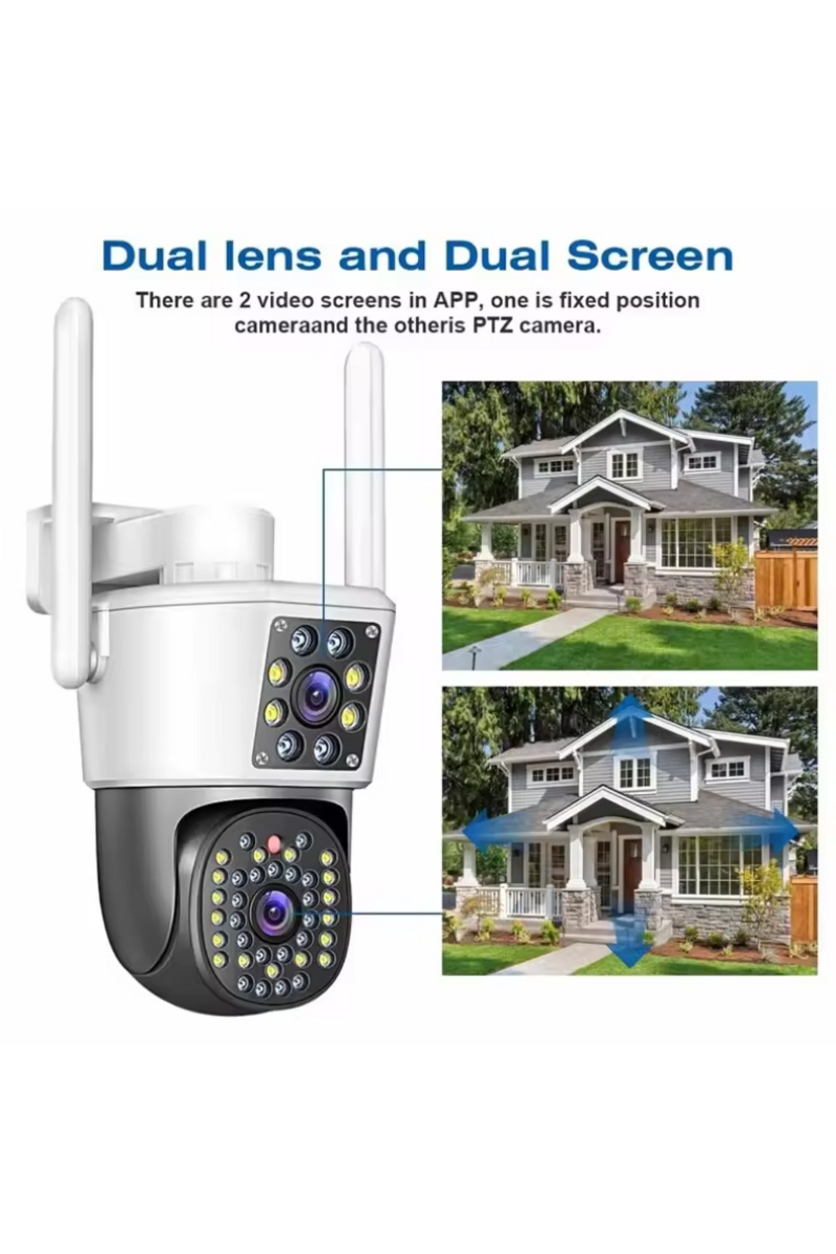 Enshall 4MP 4K Ultra HD Gece Görüşlü Çift Lensli Hareket Takipli ...