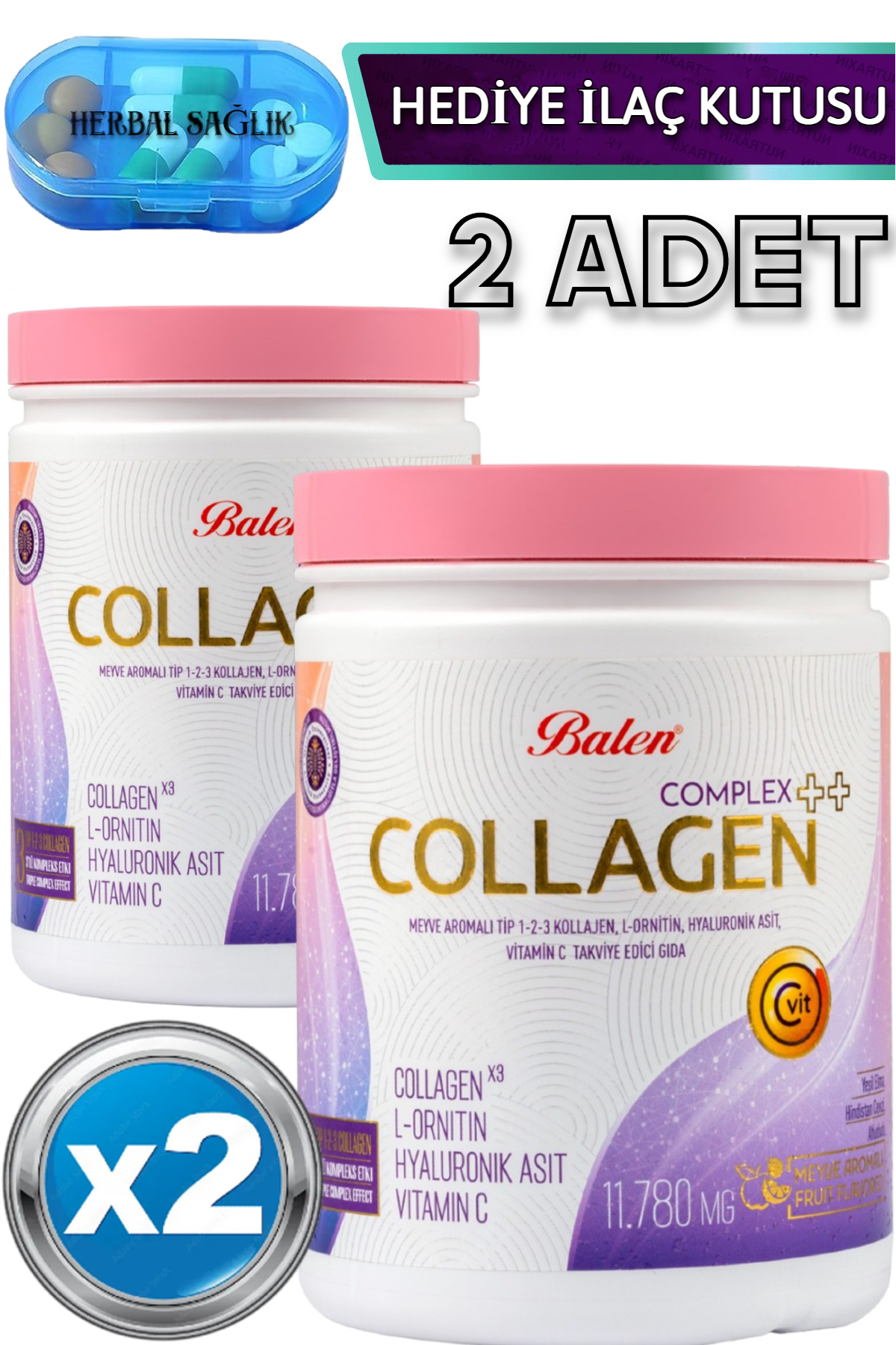 Balen 2 Adet Collagen Complex Meyve Aromalı Tip 1,2,3 Kolajen , L ...