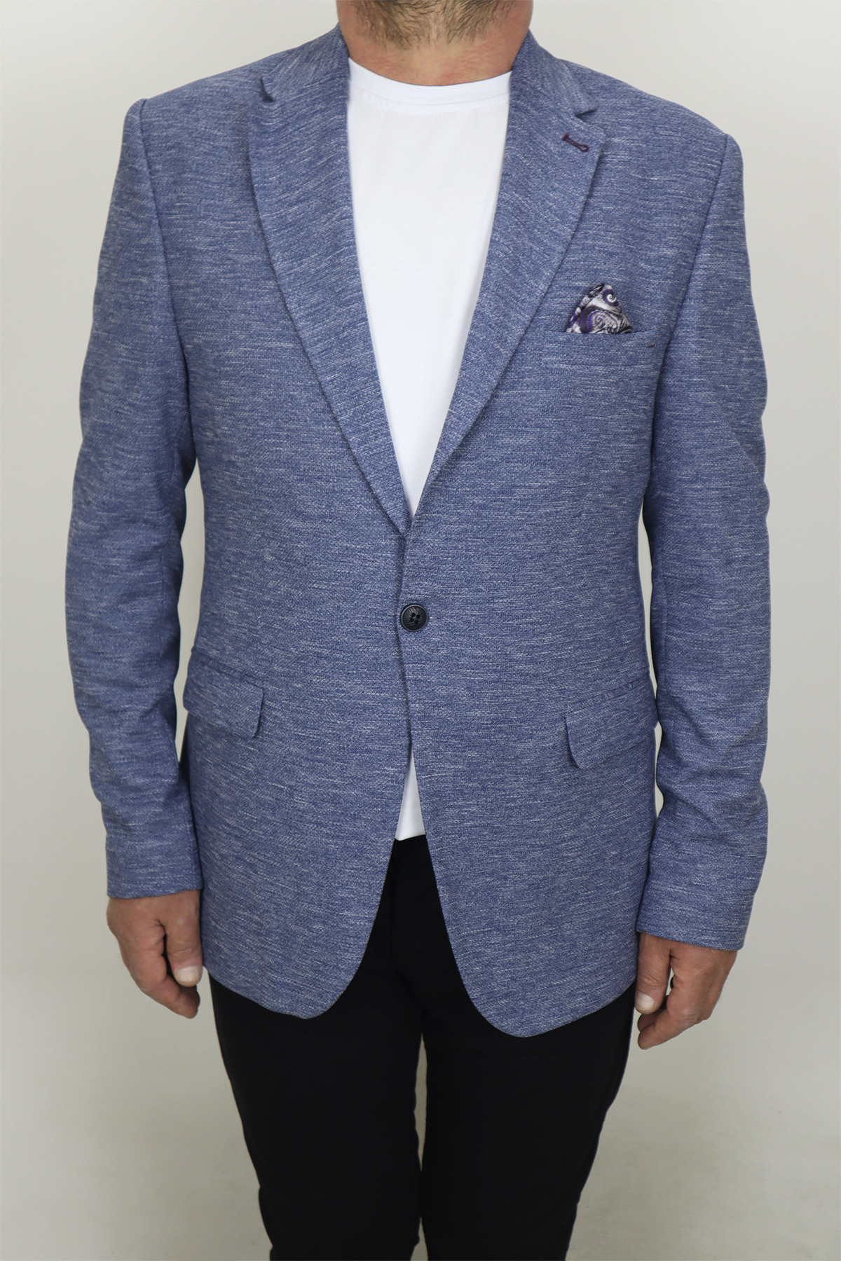 MODA MEN Fistan Store Erkek Mavi İtalyan Kesim Dar Kalıp Tek Düğme Çift ...