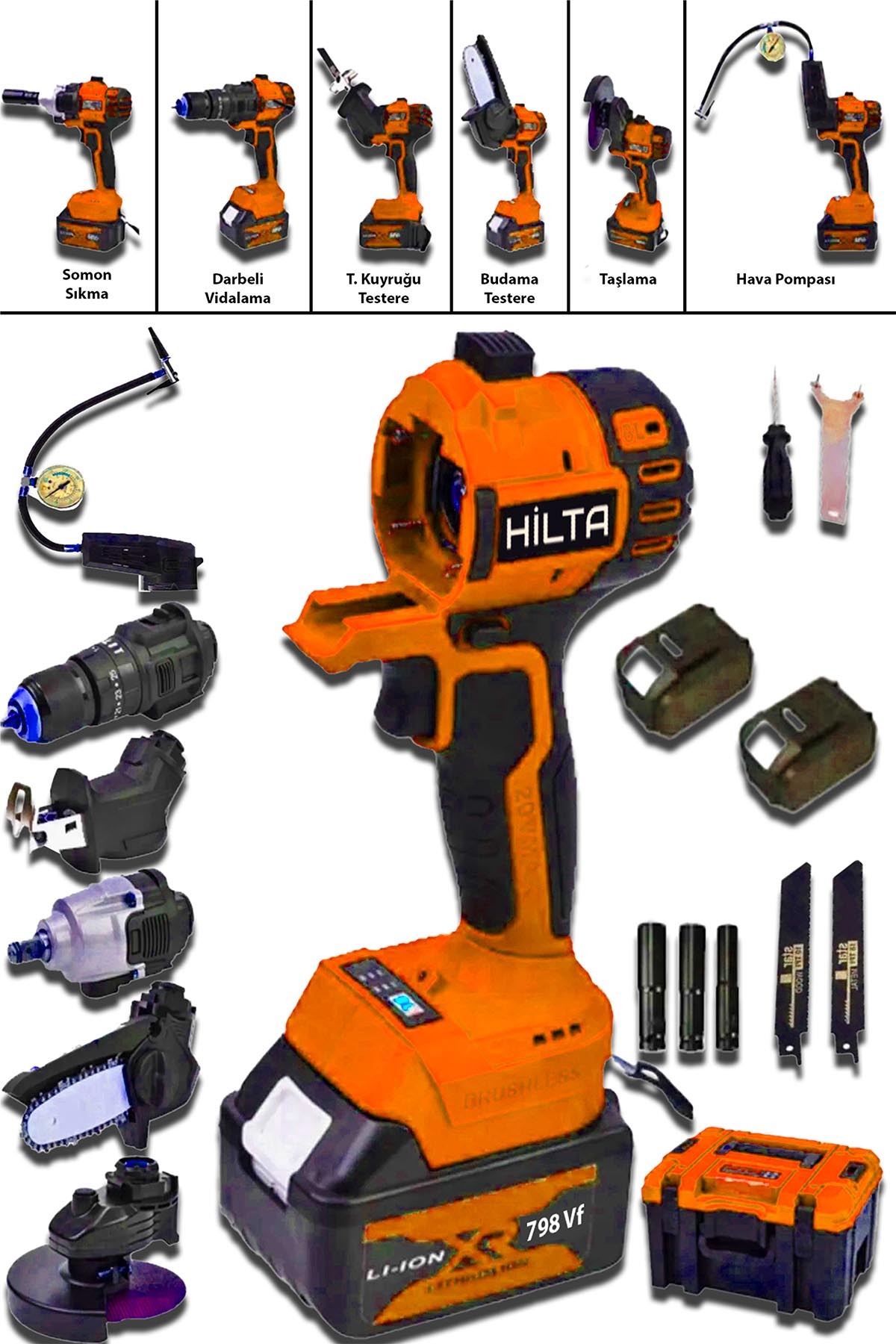 Hilta Power Alman WORK 999VF 6 Kafalı Darbeli Matkap Testere Tilki ...