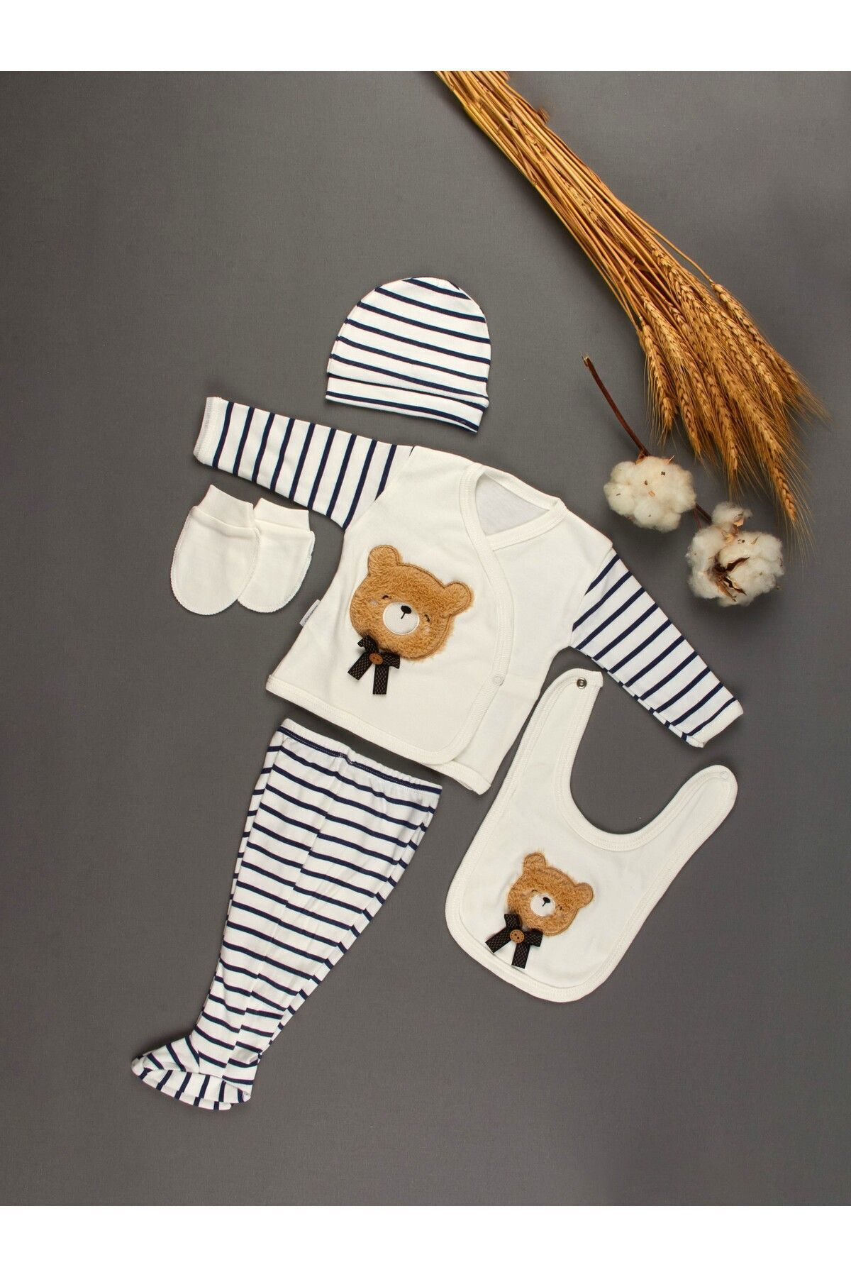 BABY ZUHU %100 PAMUK BEBEK PENYE 5Lİ SET, BEBEK AYICIK 5Lİ SET MAVİ ...