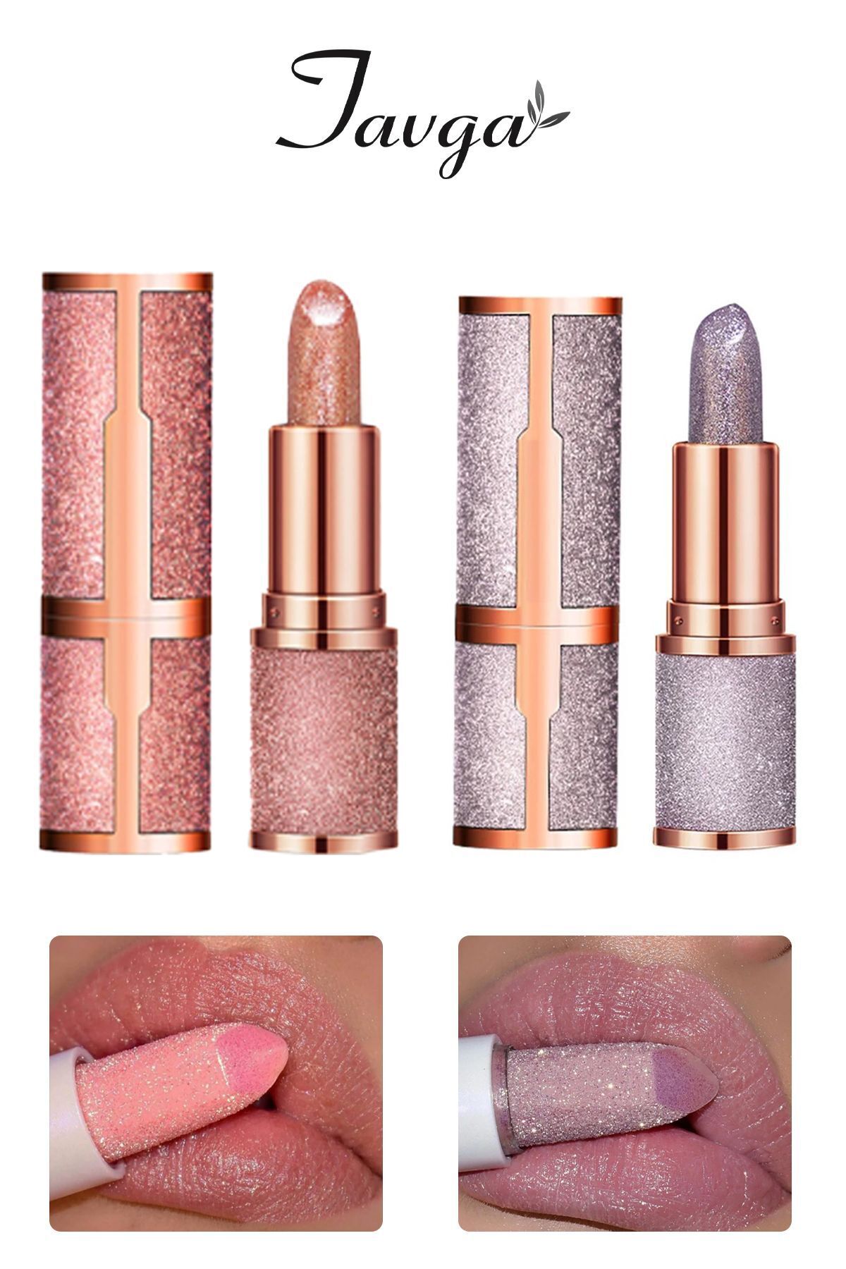 TAVGA Natural Pembe Renk Kalıcı Parlak Simli Ruj Glitter Waterproof ...