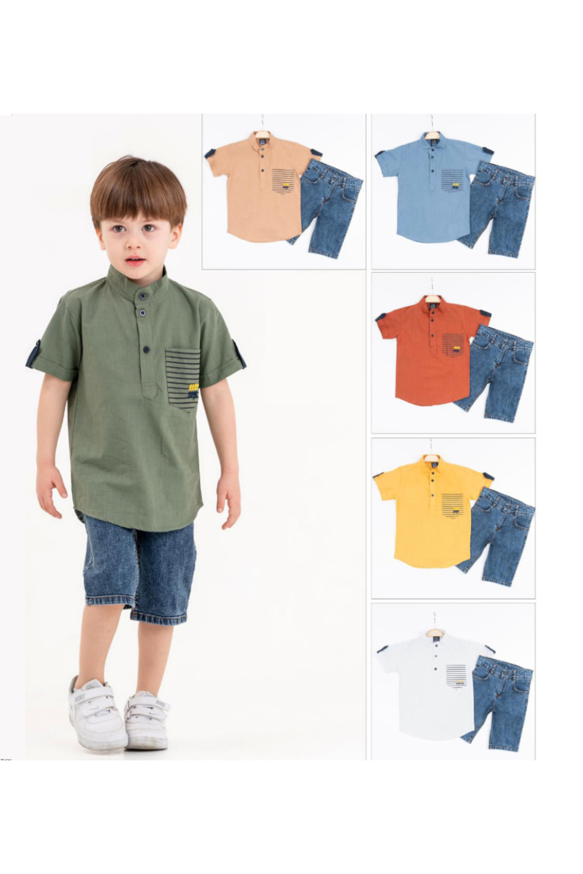 MerciTech Merci?tech Erkek Ki?ds Keten Kisa Kol Kapri?li? Takim ...