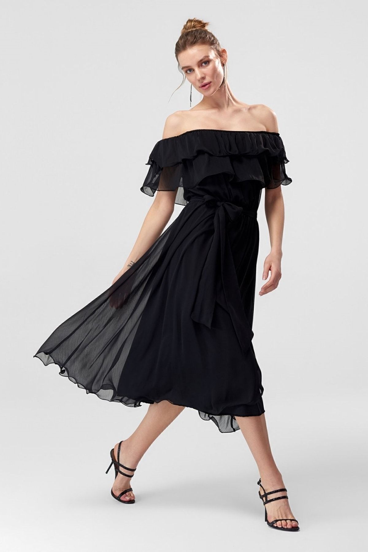 Genel Markalar Carmen Yaka Şifon Elbise Fiyatı, Yorumları - Trendyol