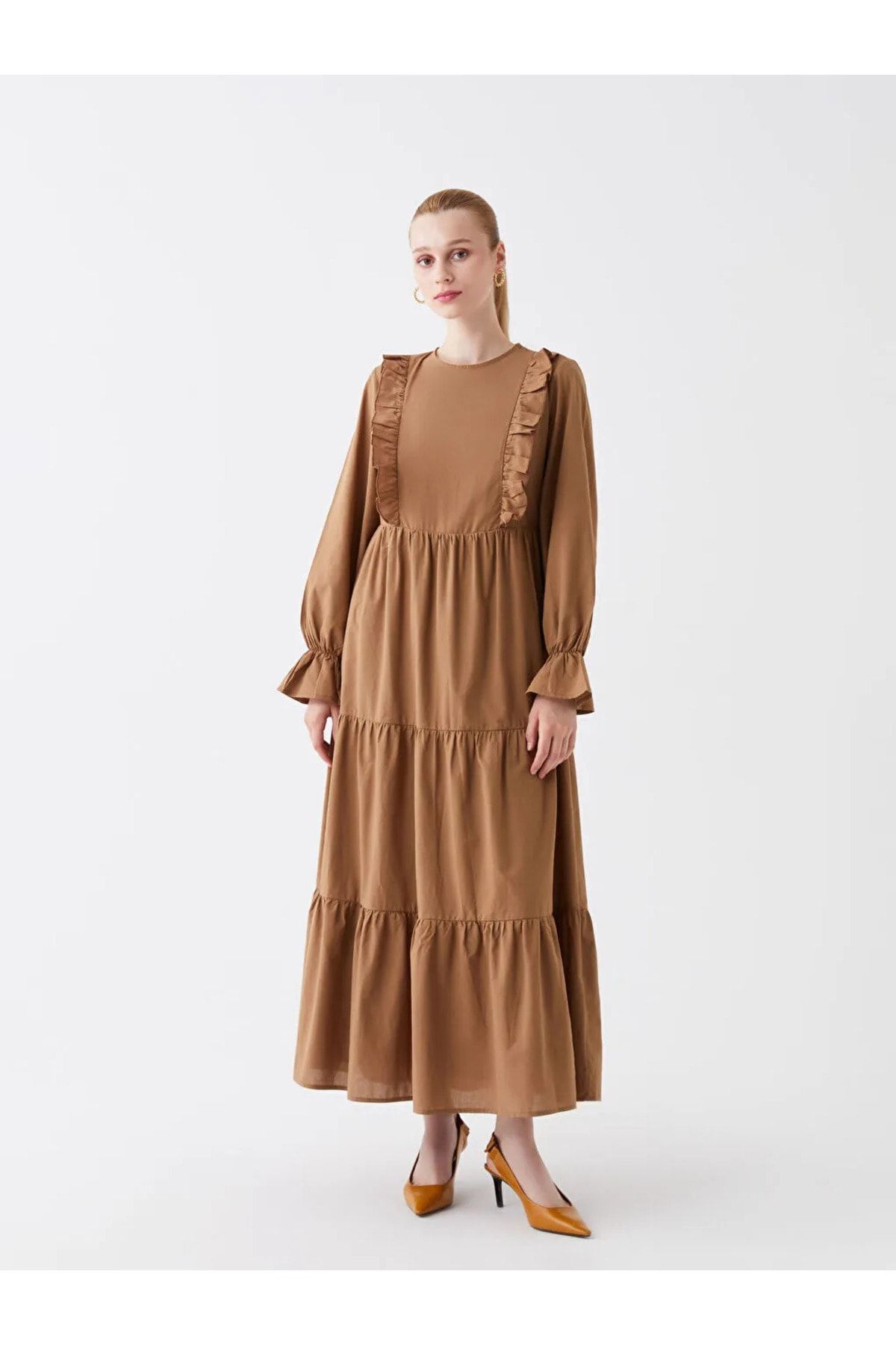 LC Waikiki LCW Modest Bisiklet Yaka Düz Uzun Kollu Kadın Elbise Fiyatı ...