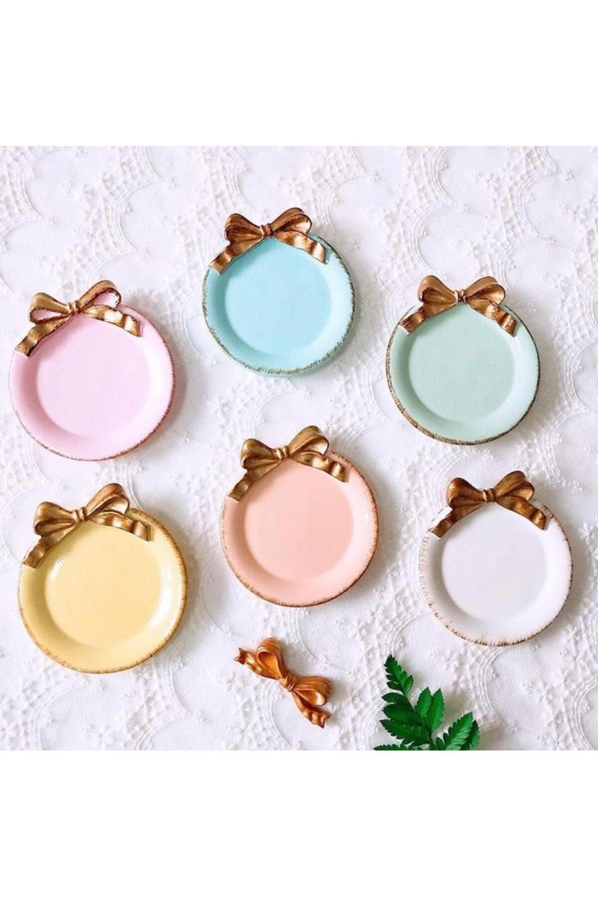 Roses Fiyonk Detaylı 6 Parça Yuvarlak Bardak Altlığı, Takı Tabağı ...