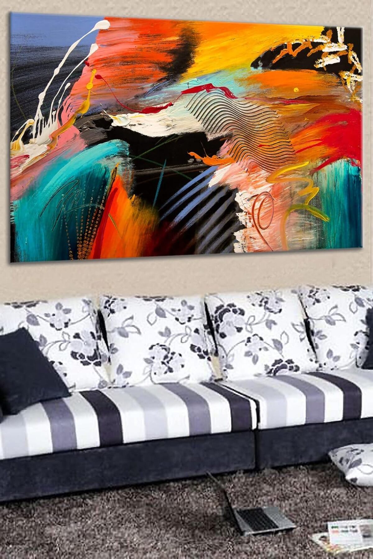 Genel Markalar Modern Renkli Soyut Kanvas Tablolar Oturma Odası Salon ...