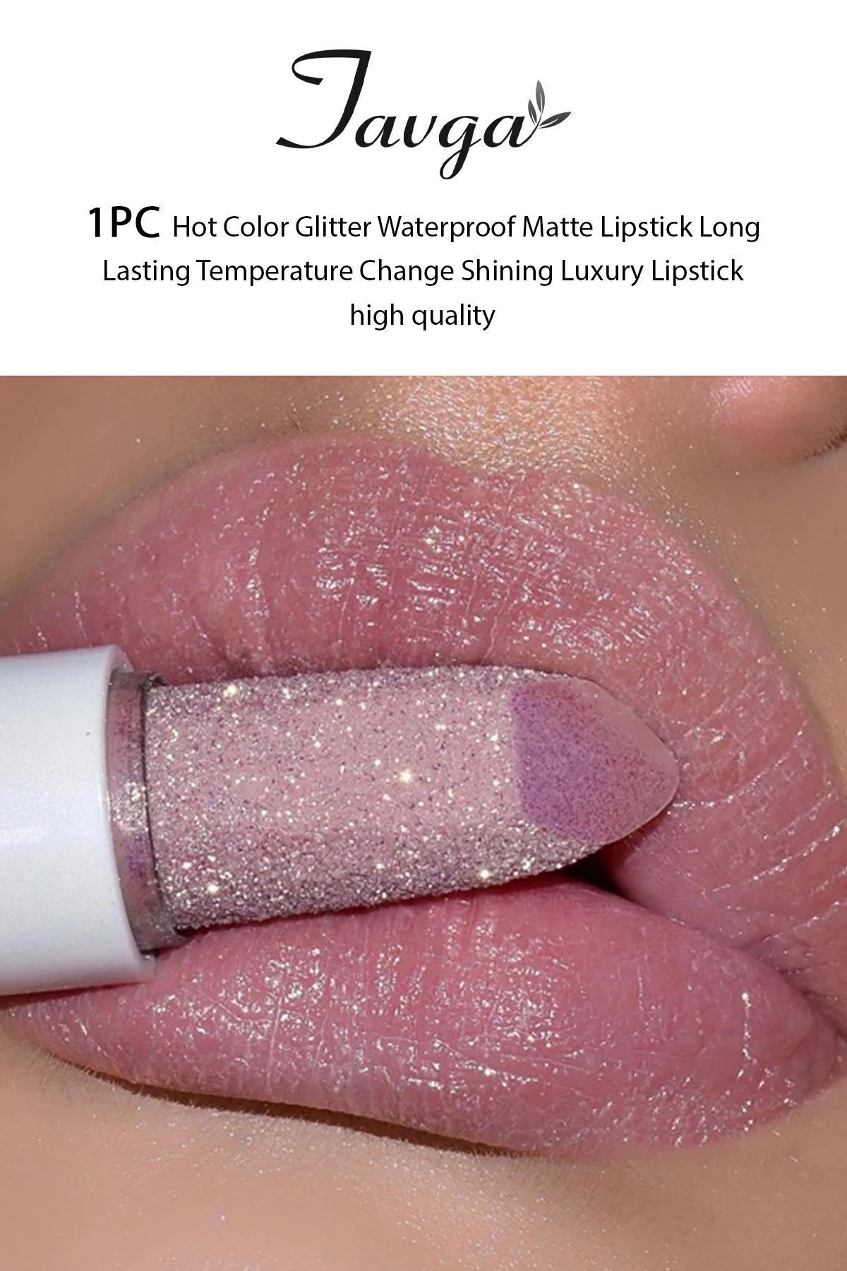 TAVGA Natural Mor Renk Kalıcı Parlak Simli Ruj Glitter Waterproof Matte ...