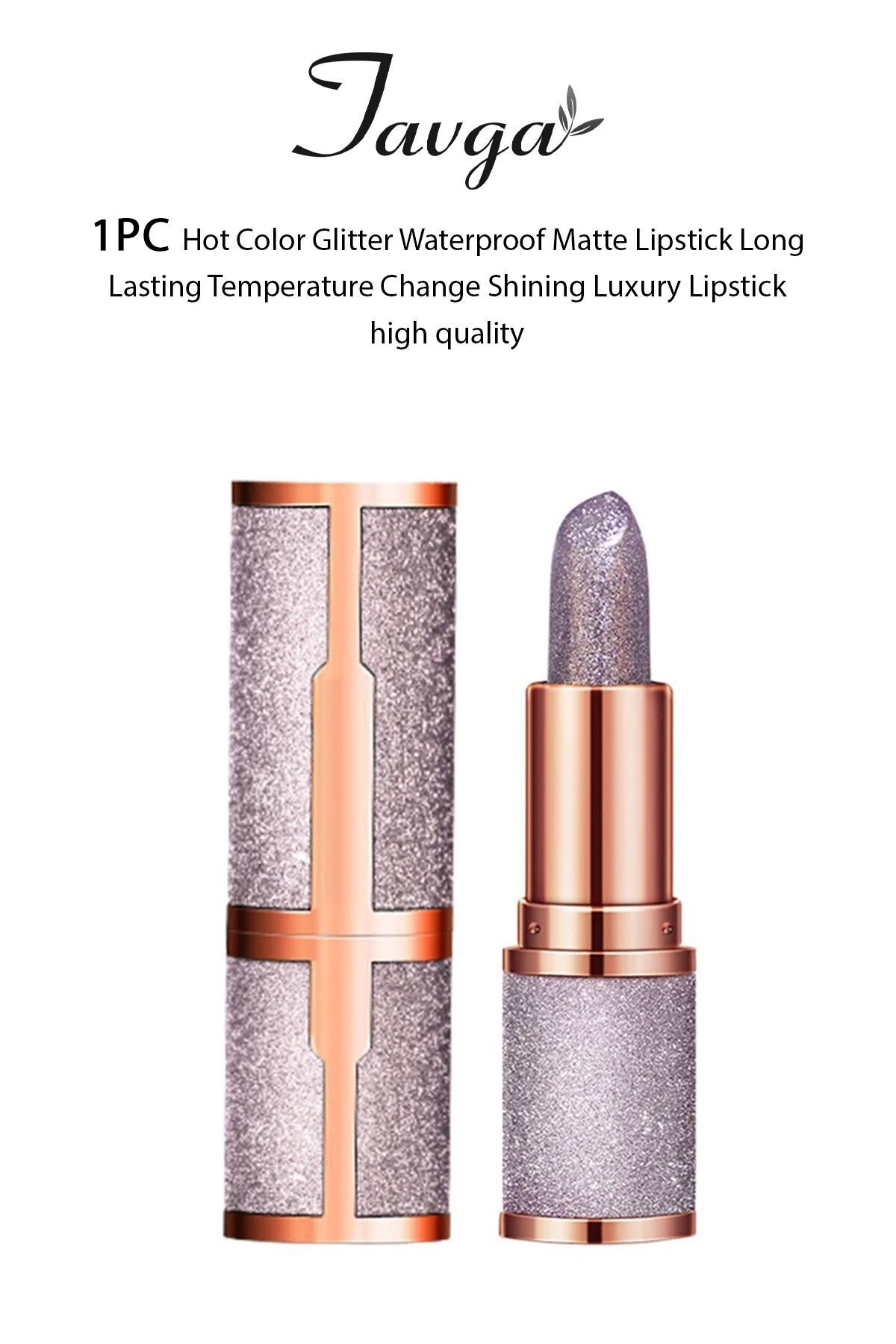 TAVGA Natural Mor Renk Kalıcı Parlak Simli Ruj Glitter Waterproof Matte ...