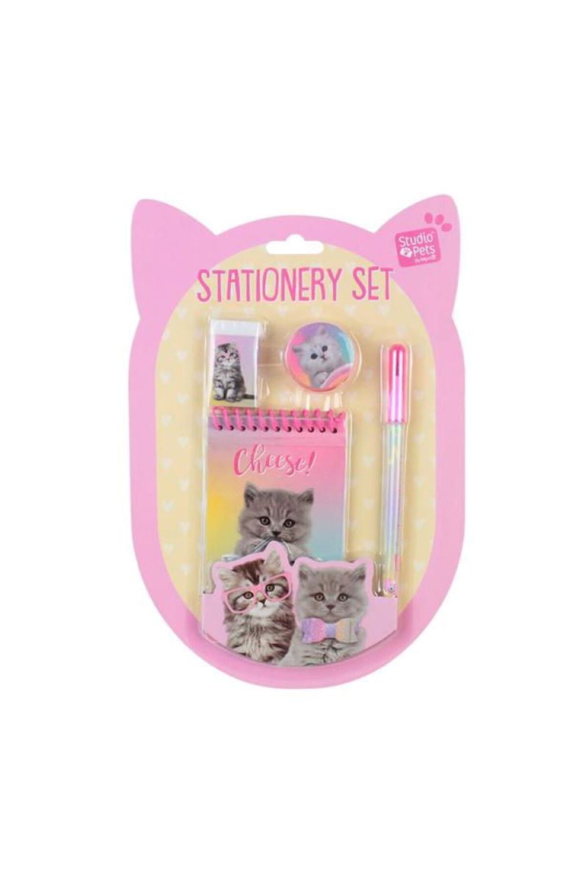 studio pets Kedi pet kalemkutu silgi kalem kalemtıraş cetvel okul öğrenci kız kırtasiye seti ...