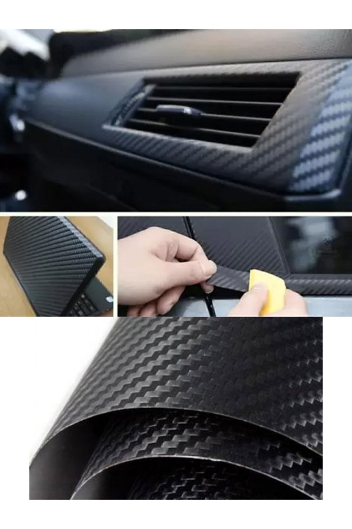 MeyZone Karbon Fiber Folyo Hava Kanallı Araç Döşeme Kaplama Folyosu ...