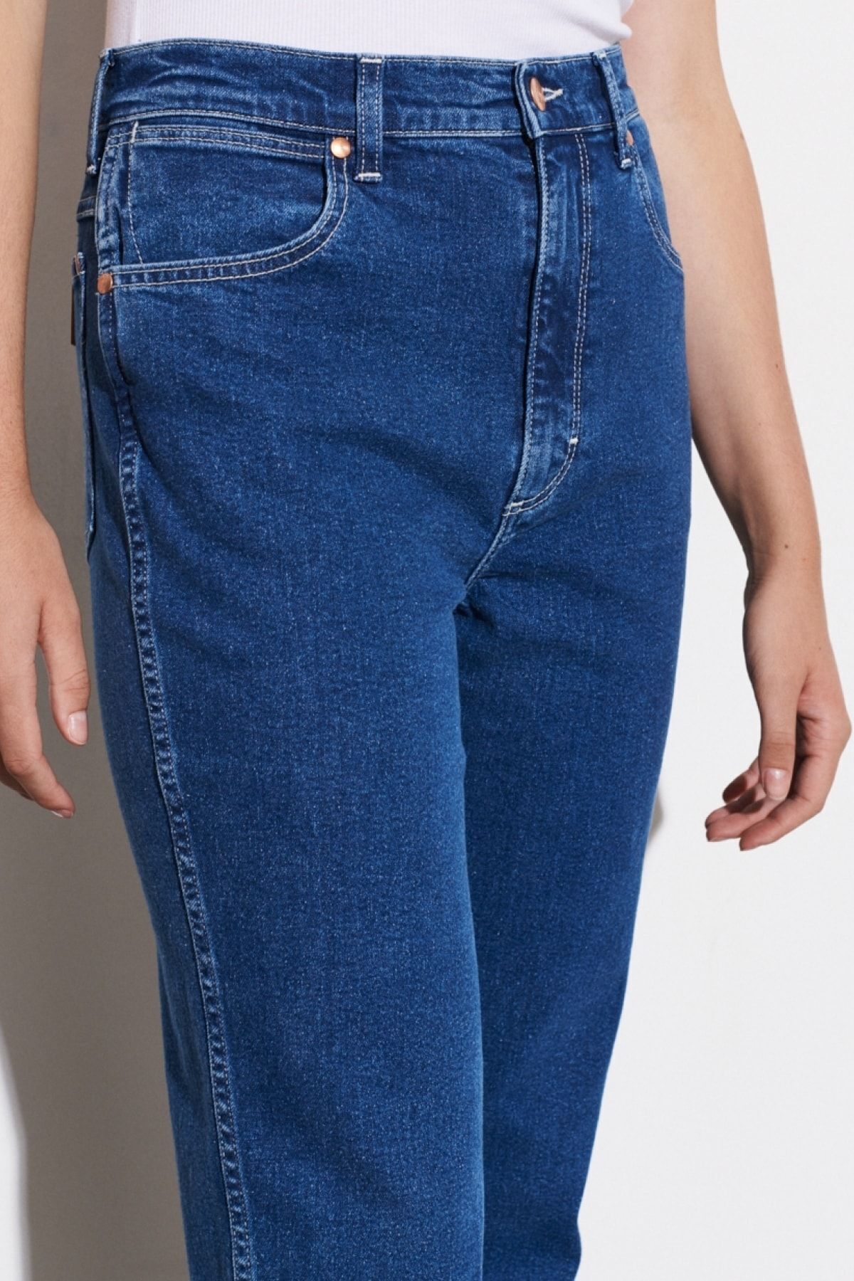 Wrangler Wild West Fit Yüksek Bel Düz Paça Kadın Mavi Pamuklu Esnek ...