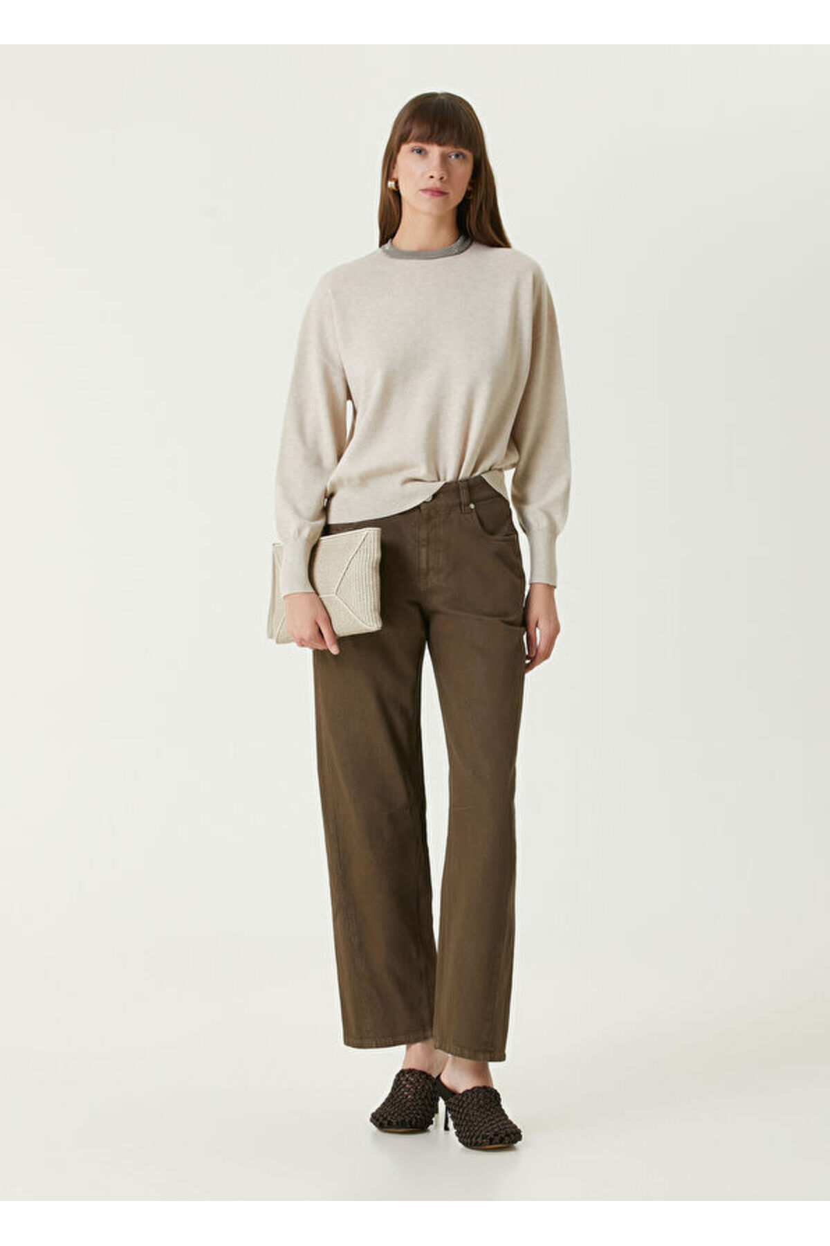 Brunello Cucinelli Kahverengi Straight Leg Jean Pantolon Beden :42 ...