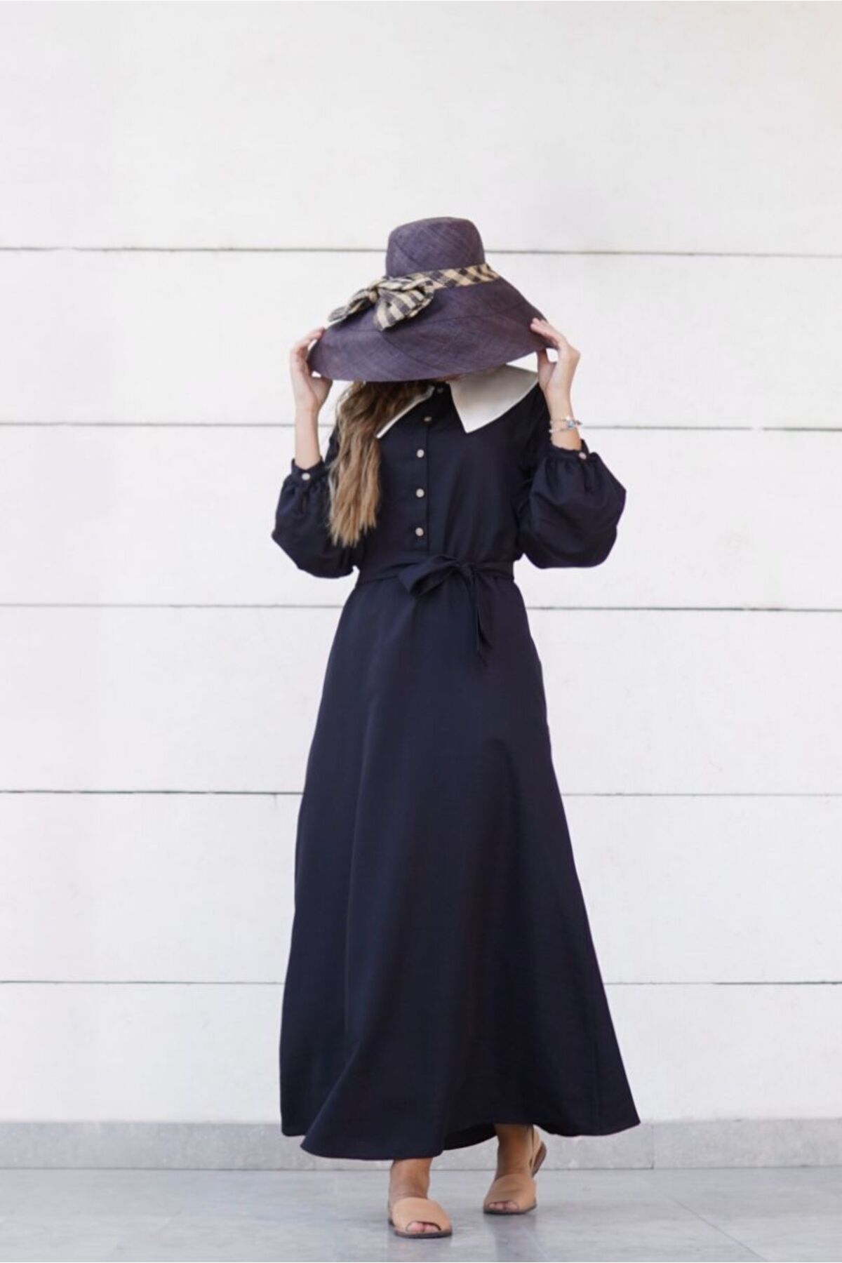 Launes Yaka Detaylı Vintage Cepli Düğmeli Siyah Fairytale Elbise ...