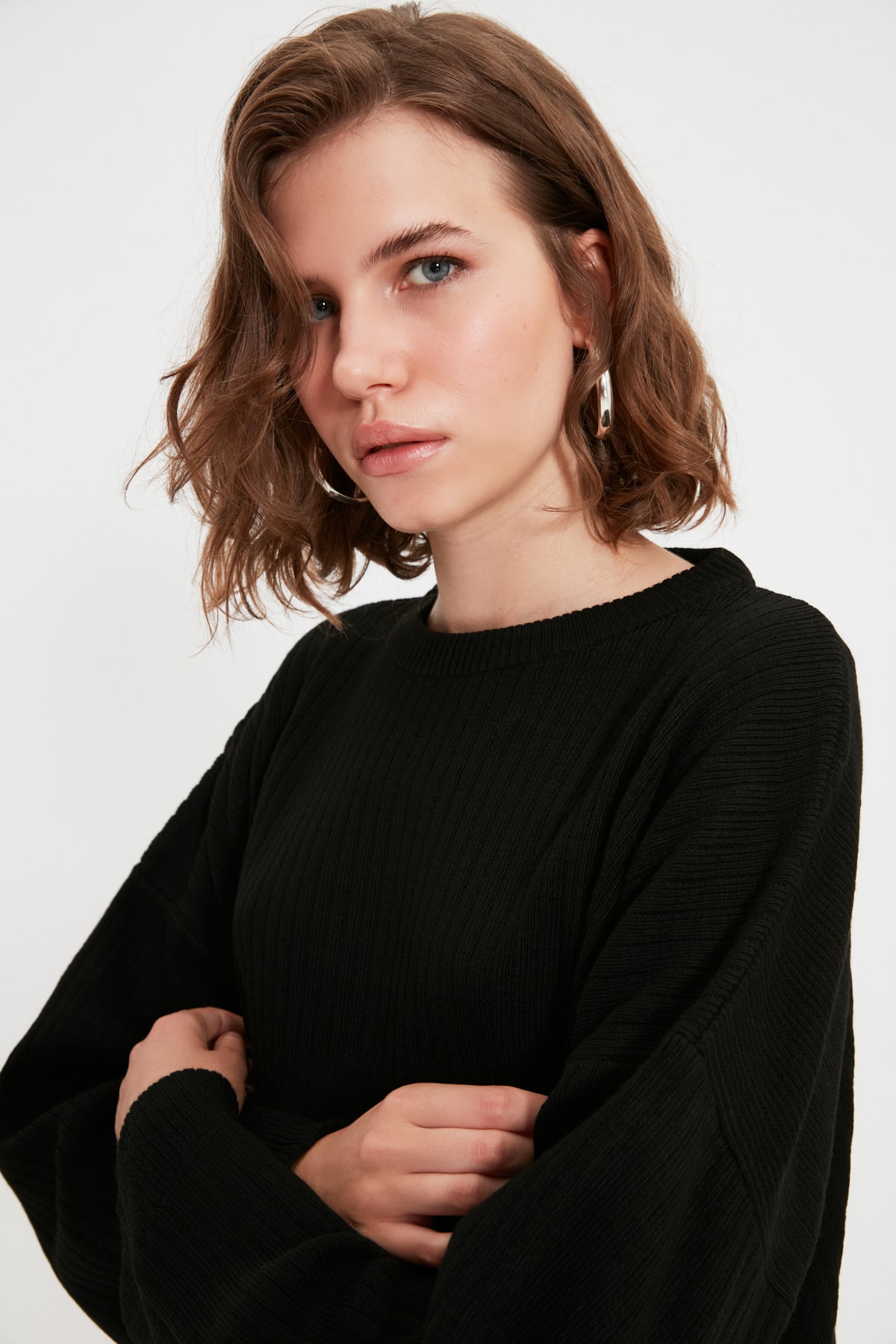 Trendyol Collection Crew Neck Black Knitwear Set - TWOSS20AU0084- Trendyol