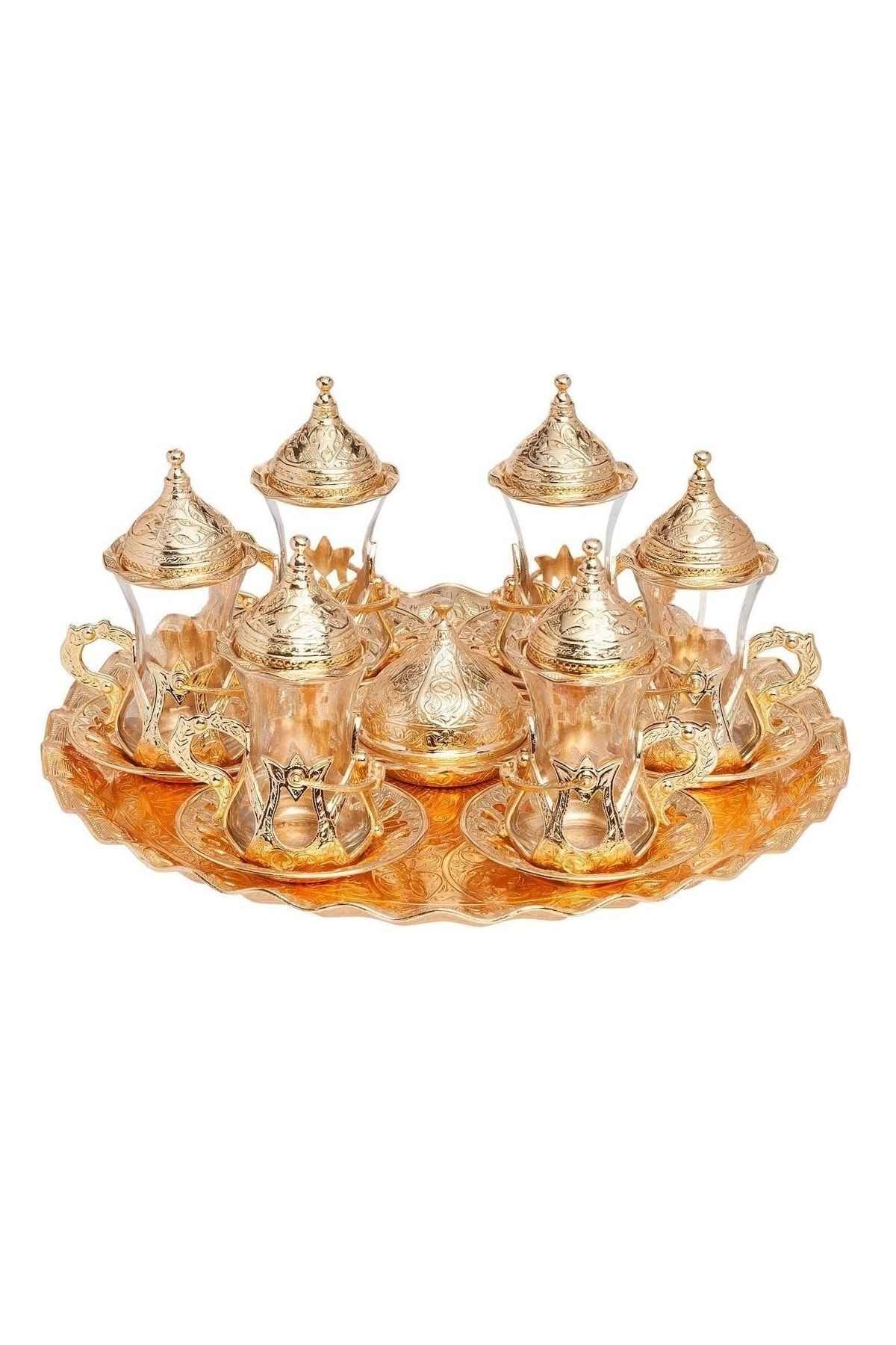 vaya home 6-Person Ottoman Tea Cup Serving Set - 21 Piece Traditional ...