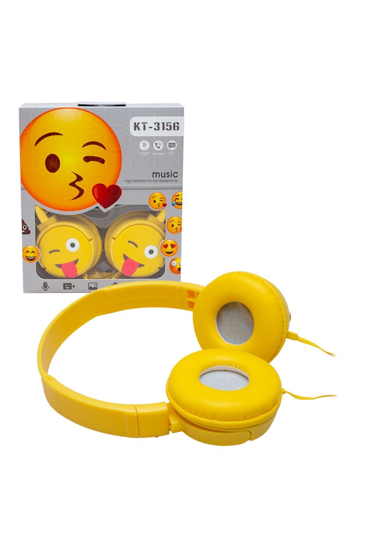 harry 1.2 Metre Kablolu Emoji Kulaklık Mikrofonlu 3.5mm Jack girişli ...