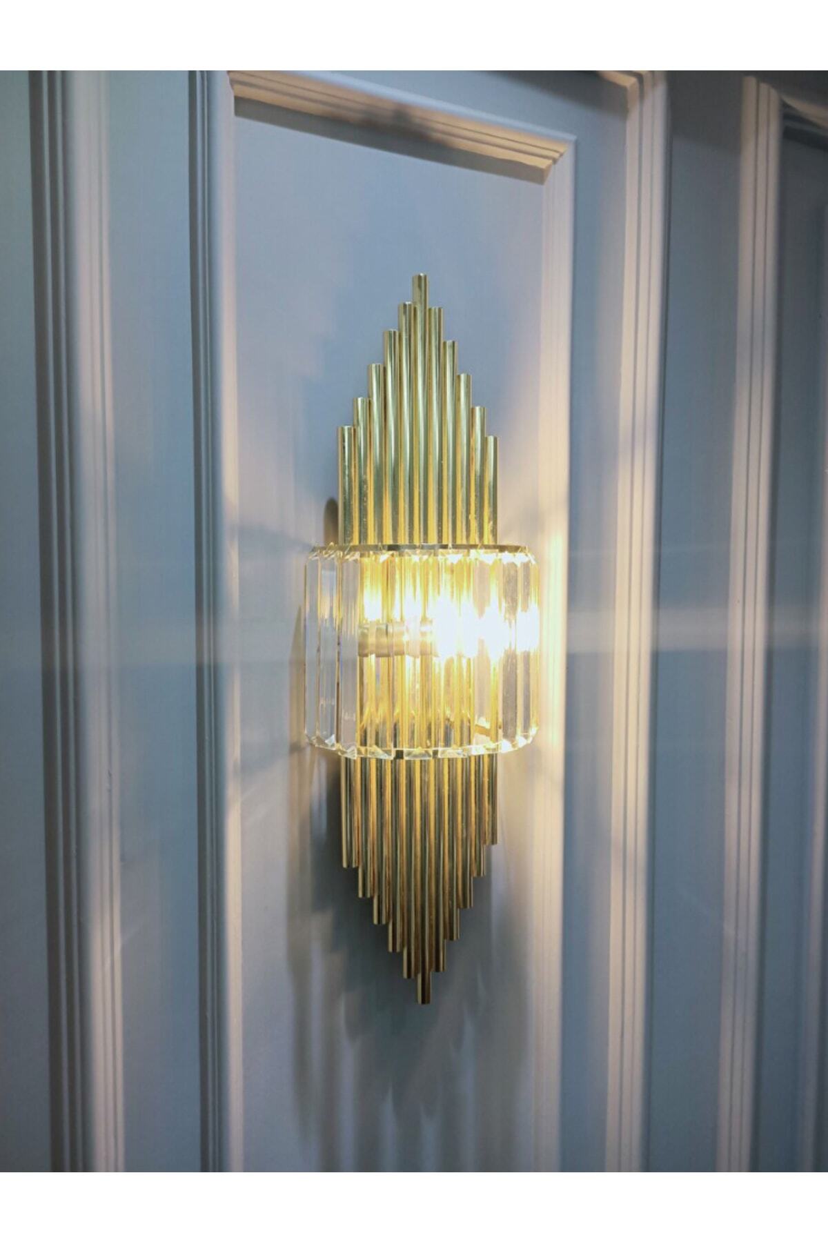 Gold Rengi Aplik Duvar Lambası Salon Koridor Otel Restoran Dekoratif Aplik