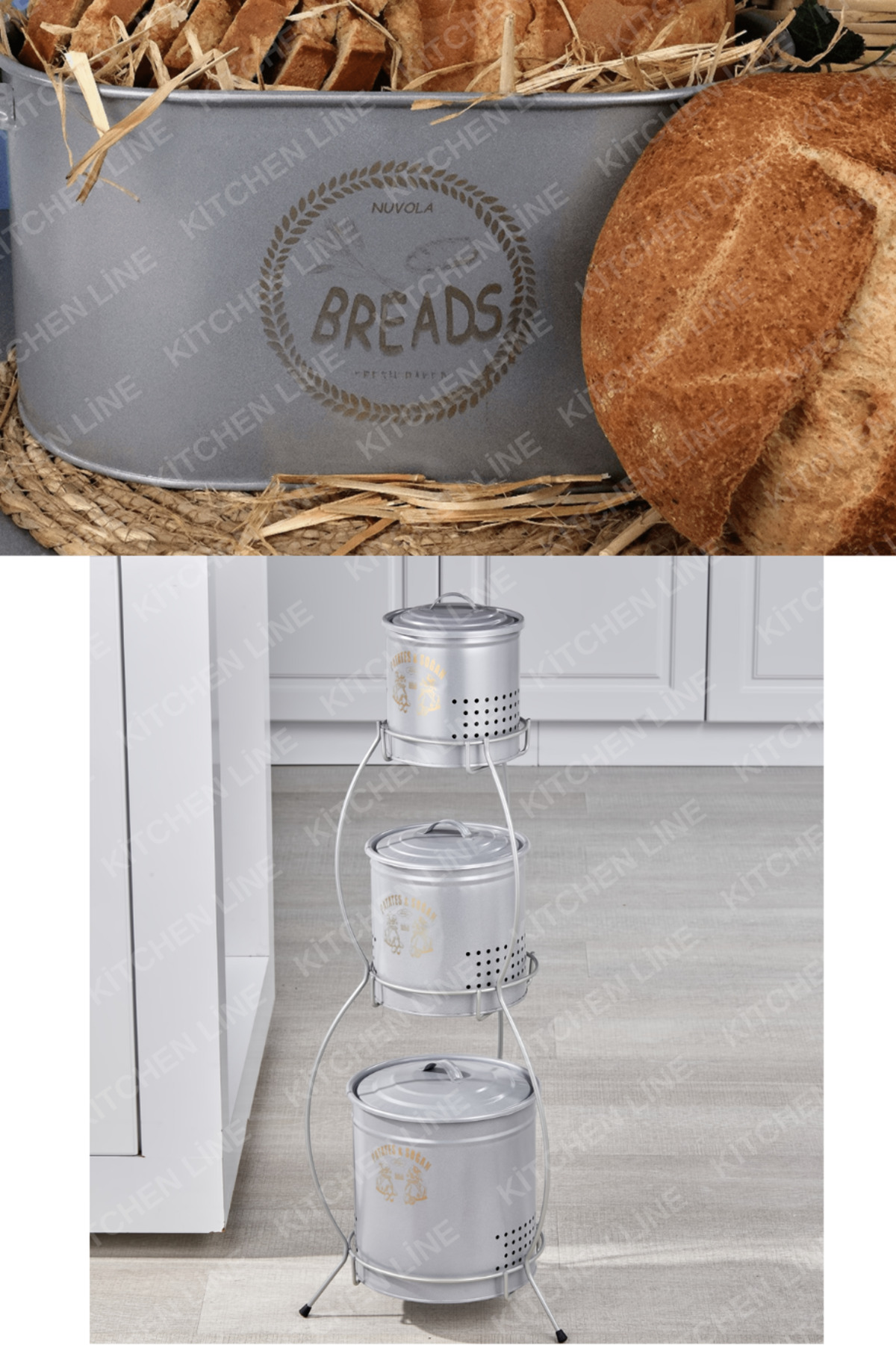 Kitchen Line 3 Katlı Patates Soğan Sarımsak Kovası + Lüx Metal Gold ...