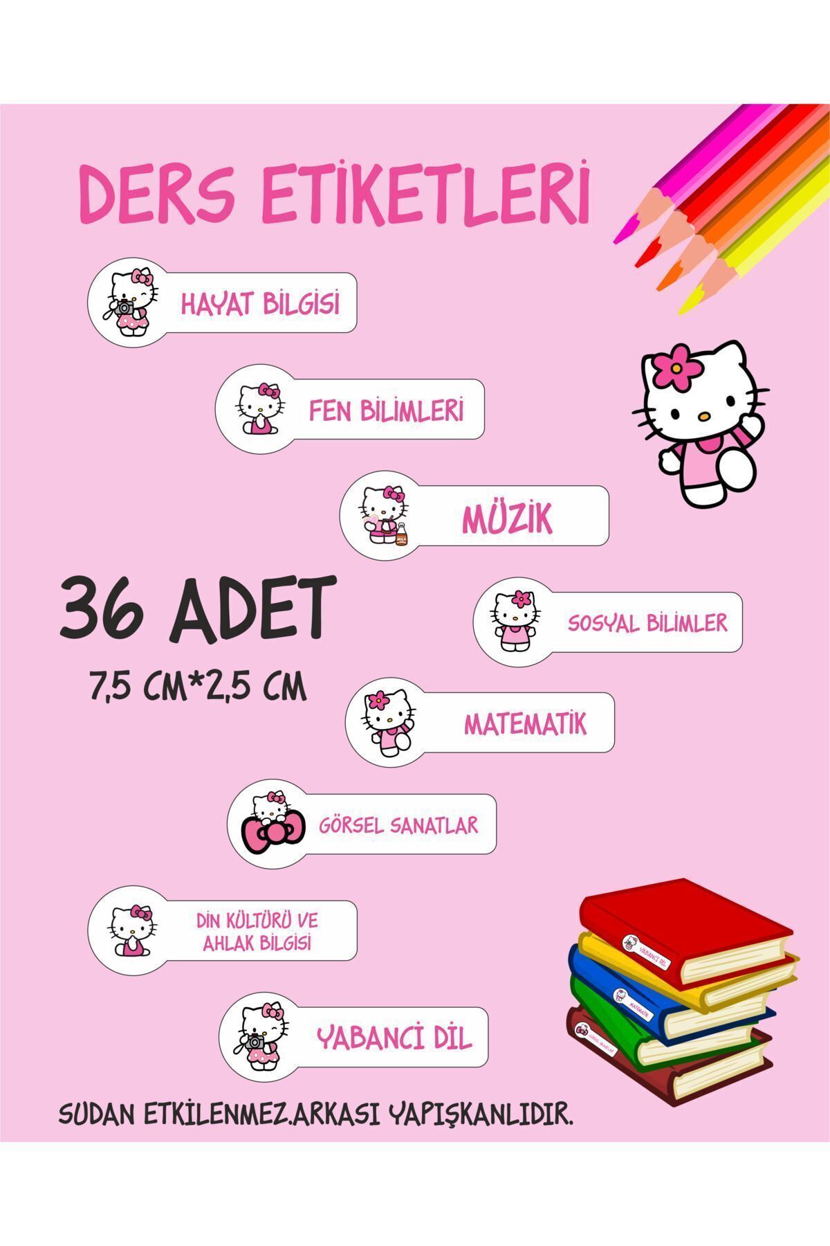 DESİGN Okul Ders Etiketi 36 Adet 8 Cm Hello Kıtty - Fiyatı, Yorumları